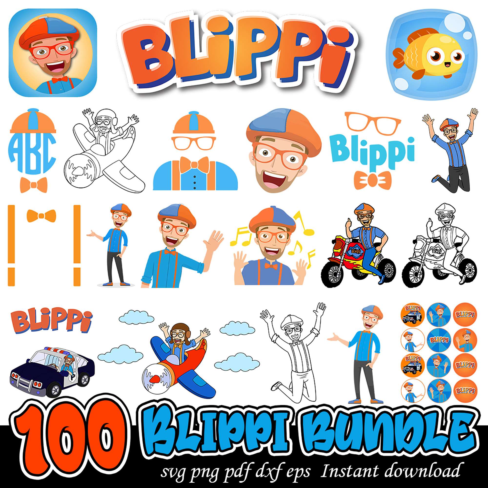 100 Blippi SVG Bundle for Creative Projects Instant Download – svgpan