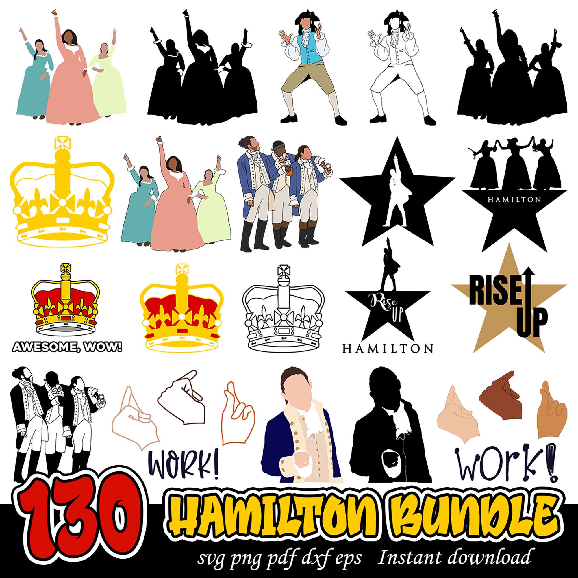 130 Hamilton Bundle SVG PNG PDF DXF Instant Download Art – svgpan