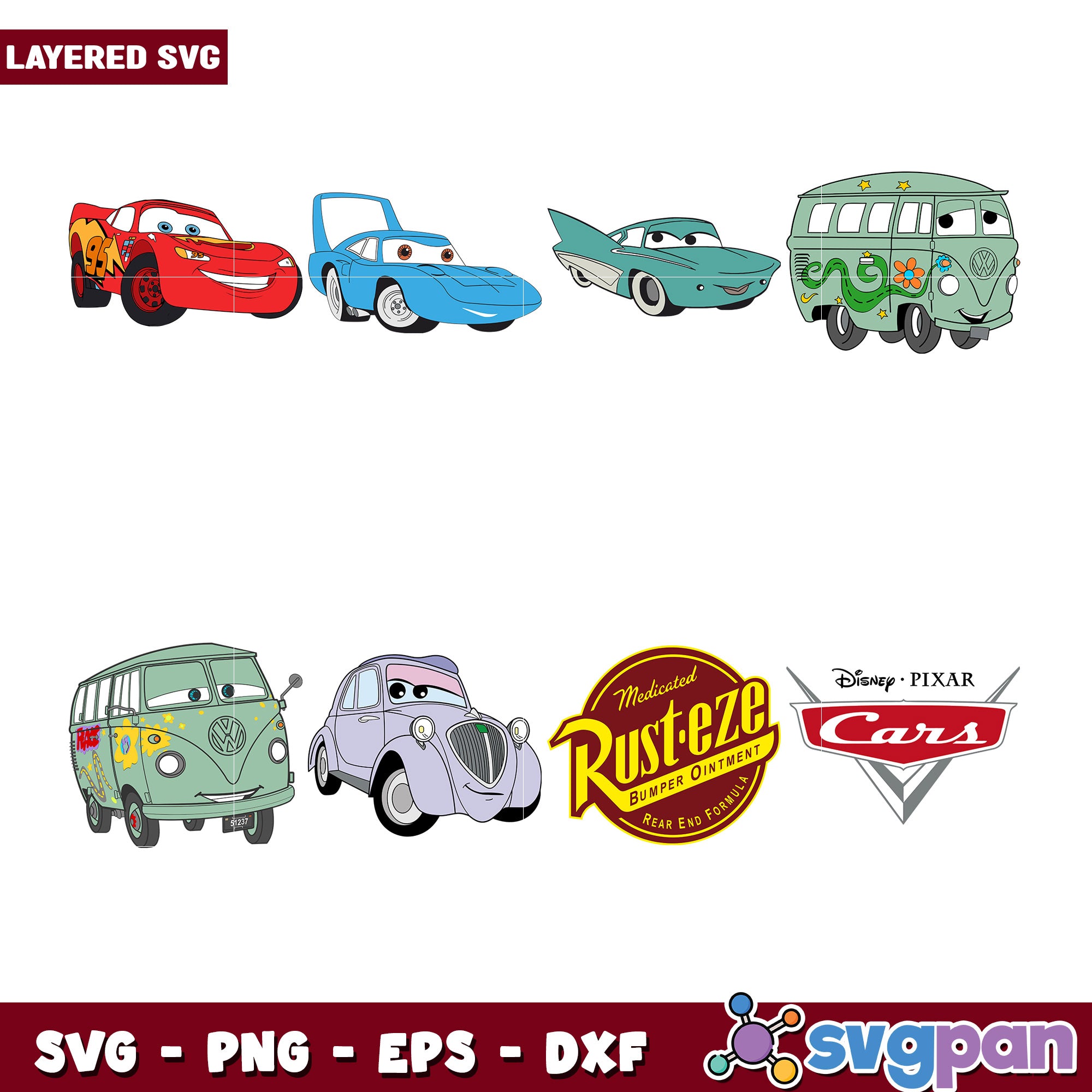 Cars Movie Bundle SVG Files for Creative Projects – svgpan