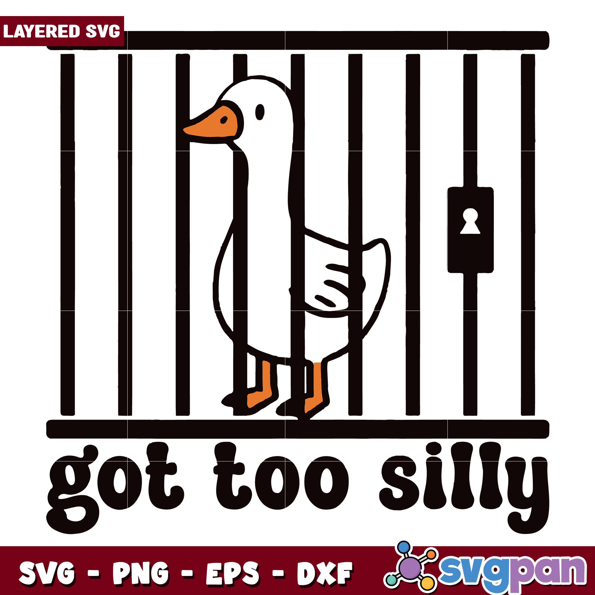 Funny goose got too silly svg, silly goose quote svg, chaotic bird svg ...