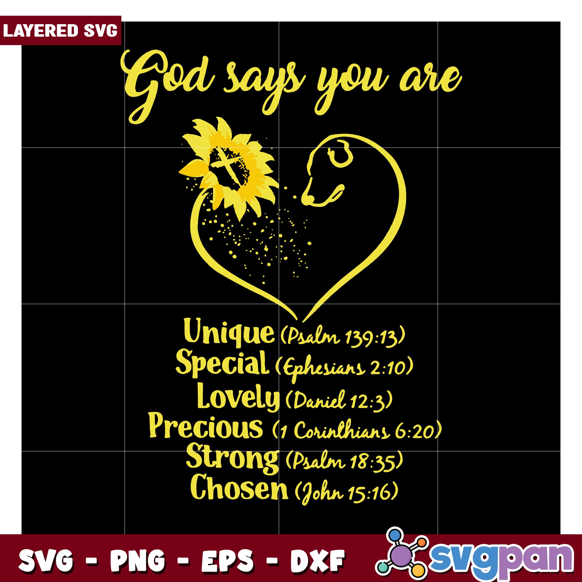 God says you are unique and special with inspirational scripture – svgpan