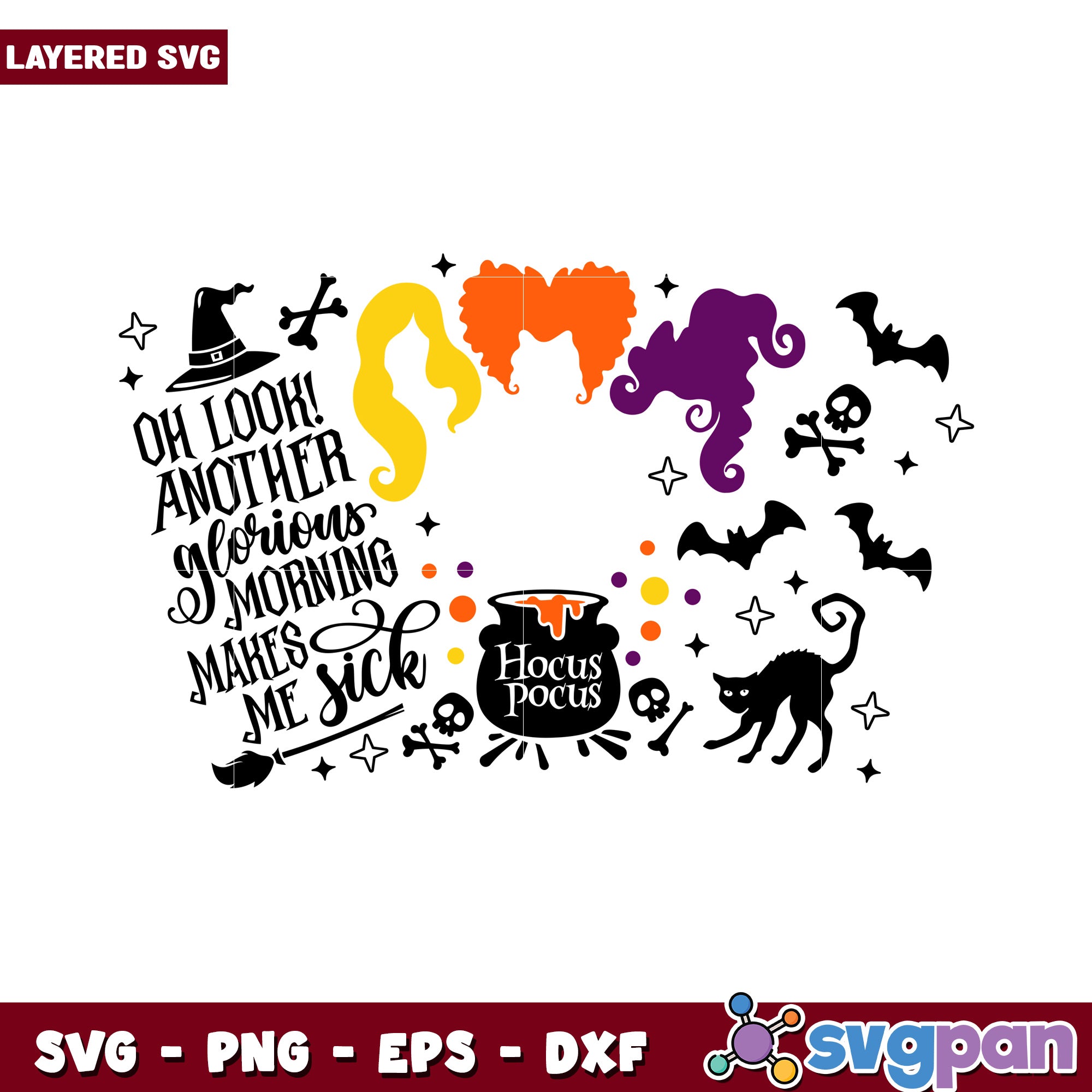 Hocus Pocus Halloween SVG design for crafts, spooky and fun decoration ...