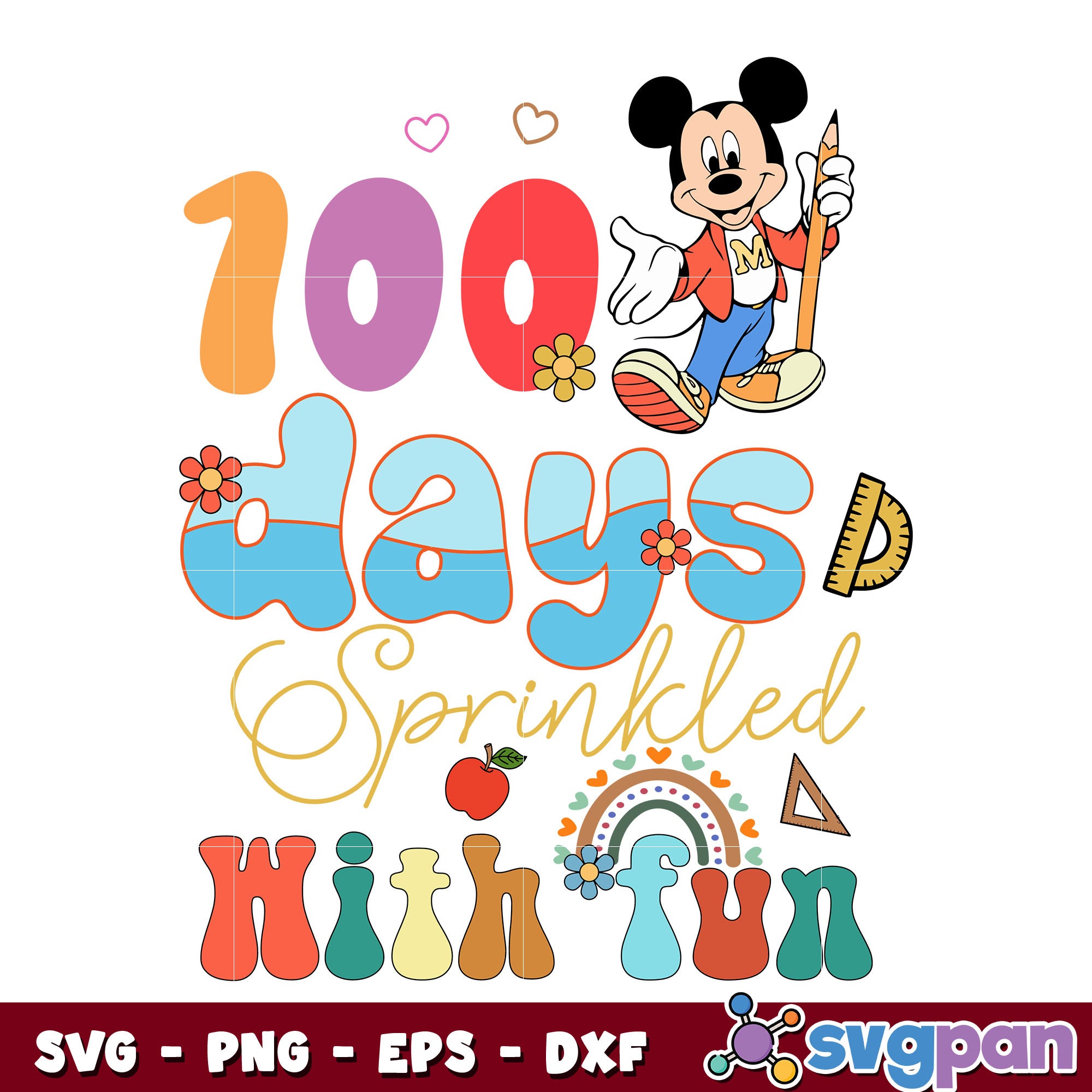 Mickey muose 100 daysd sprinkled hith fun svg, back to school svg – svgpan