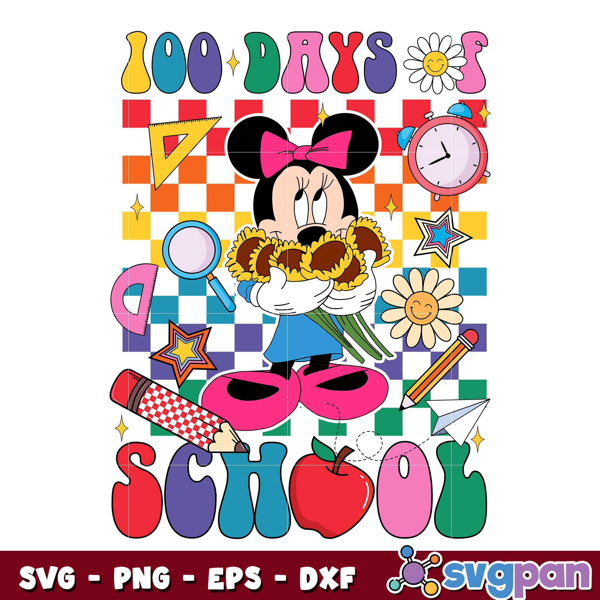 Minnie muose 100 day of school svg, happy 100 days of school svg – svgpan