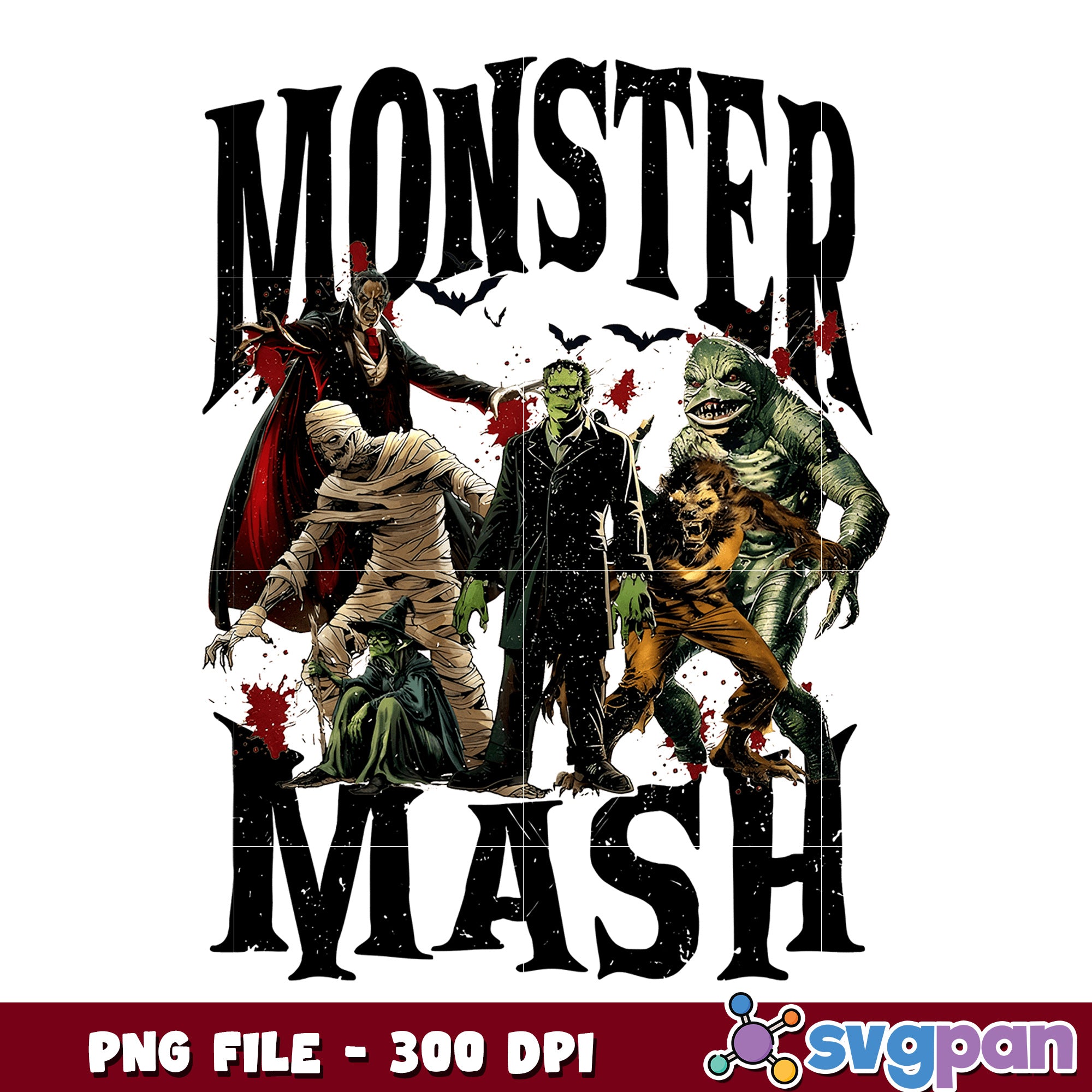 Monster mash design png, halloween movies png, halloween characters pn ...