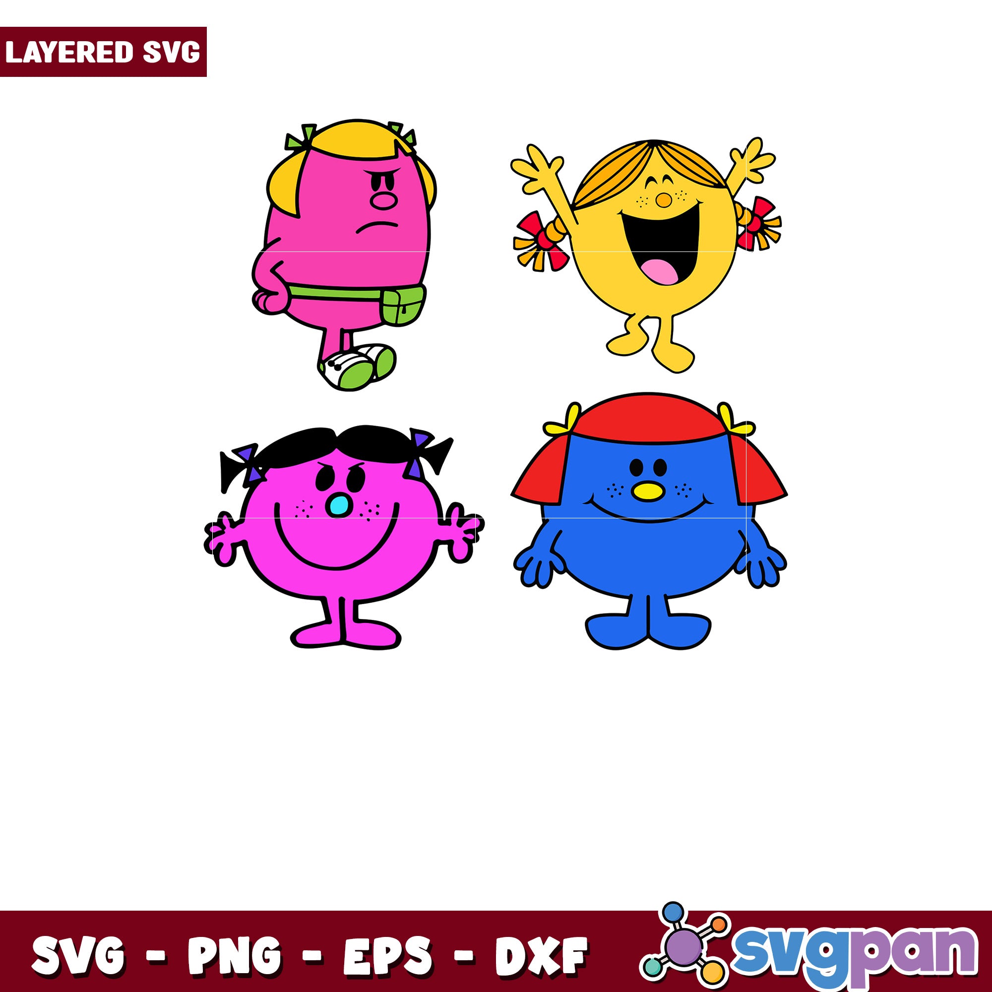 Mr Men Little Miss Girls SVG Bundle – svgpan