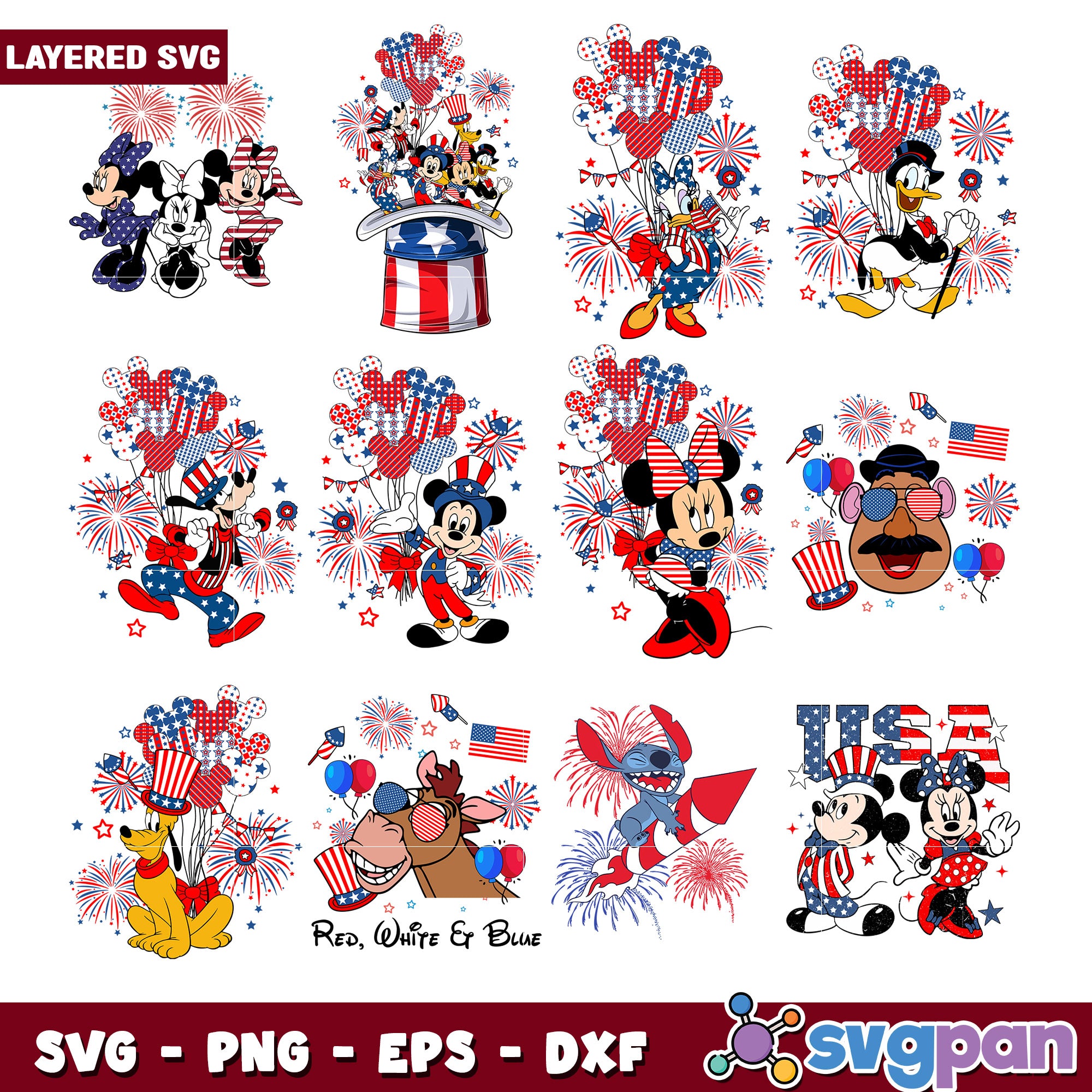 Patriotic Disney Bundle SVG for Celebrations – svgpan