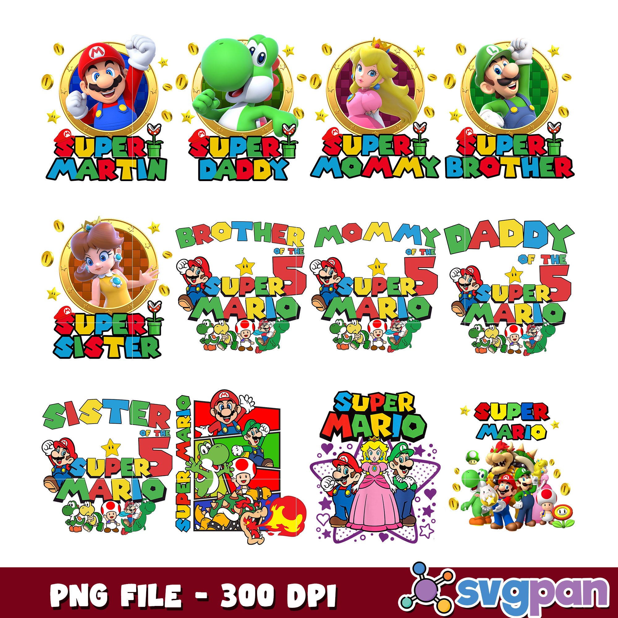 Super Mario Family PNG Bundle – svgpan