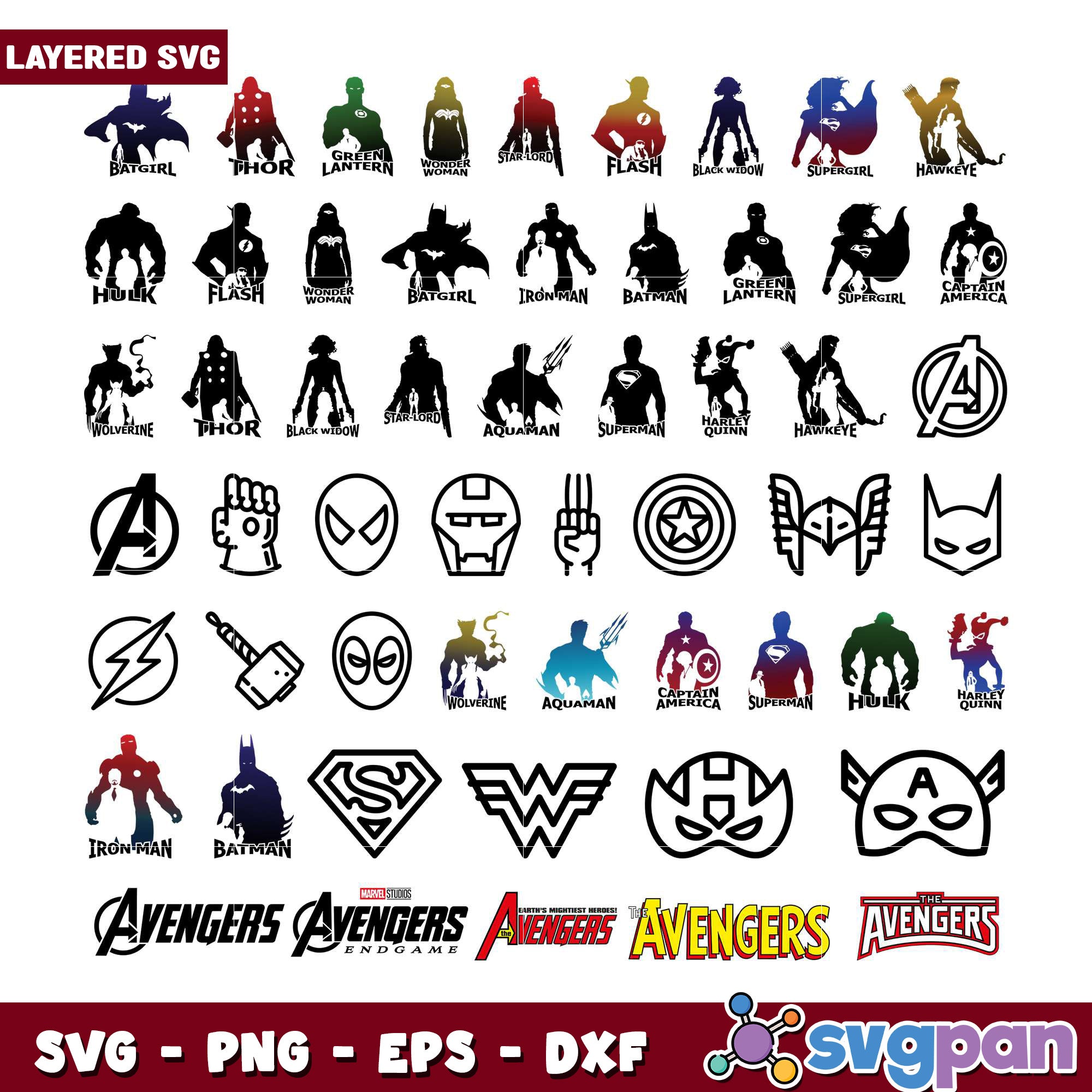 Superhero Bundle SVG Designs for Craft Projects – svgpan