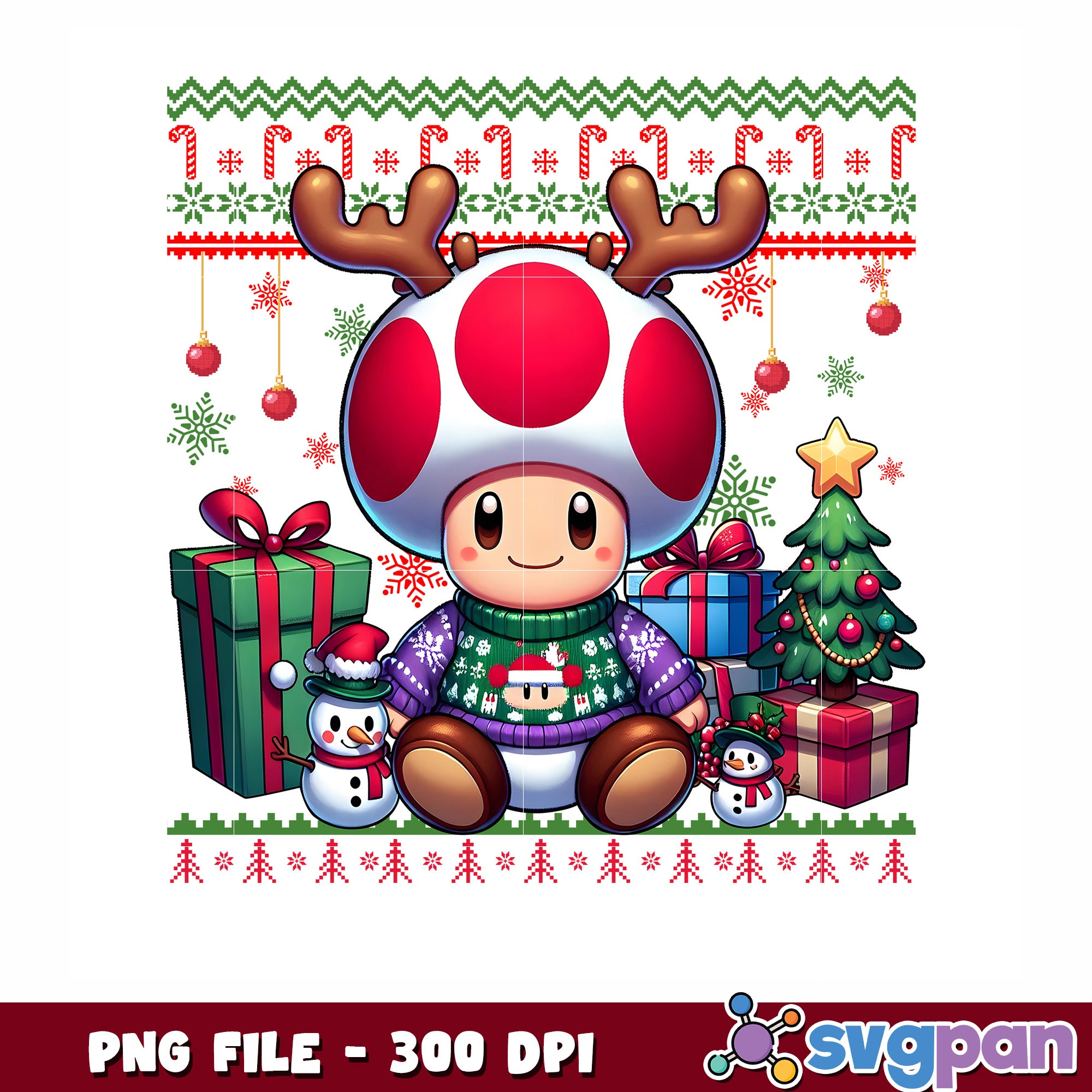 Toad christmas png, christmas gifts png, cute toad png – svgpan