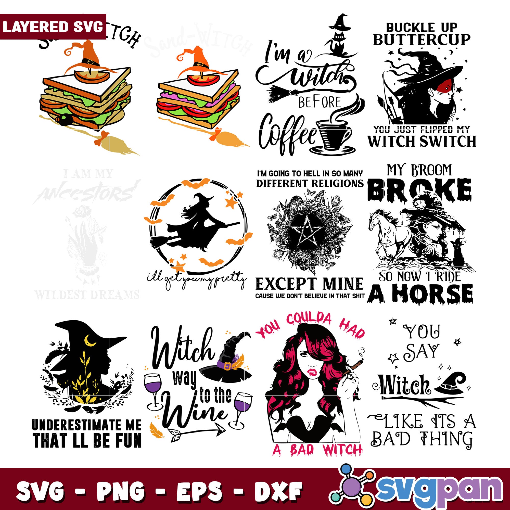 Witch Themed SVG Bundle for Creative Projects – svgpan