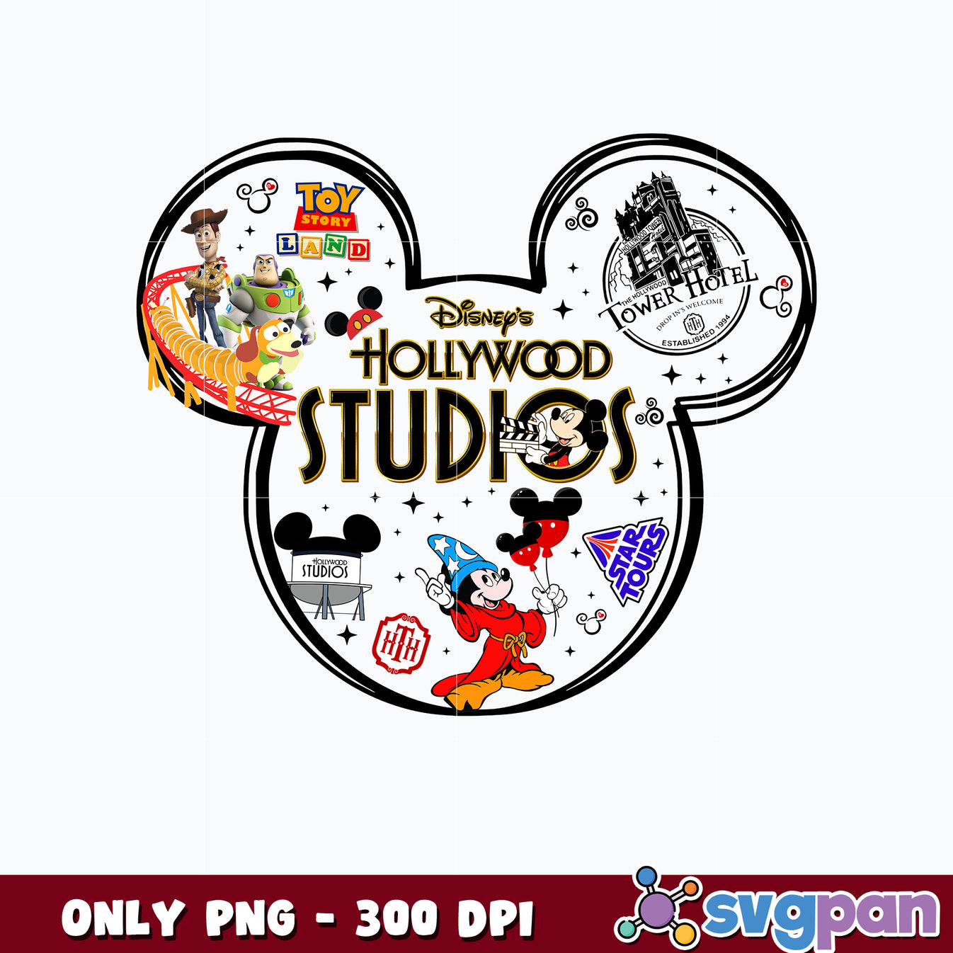 Vintage Retro Mickey Ear Hollywood Studios png – svgpan