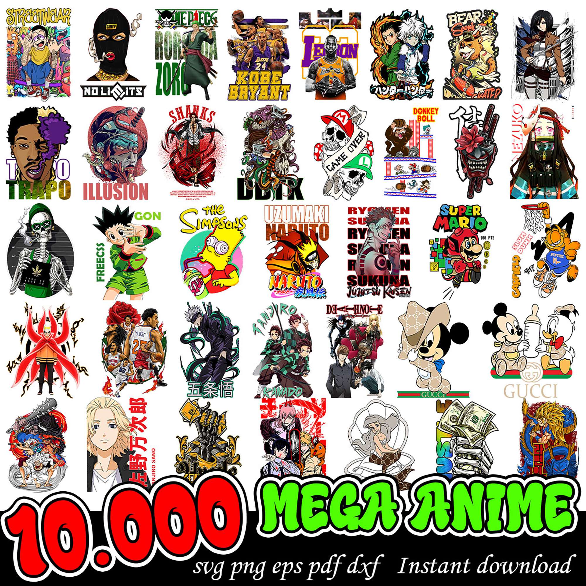 10 Thousand Mega Anime Bundle PNG Instant Download Offer – svgpan