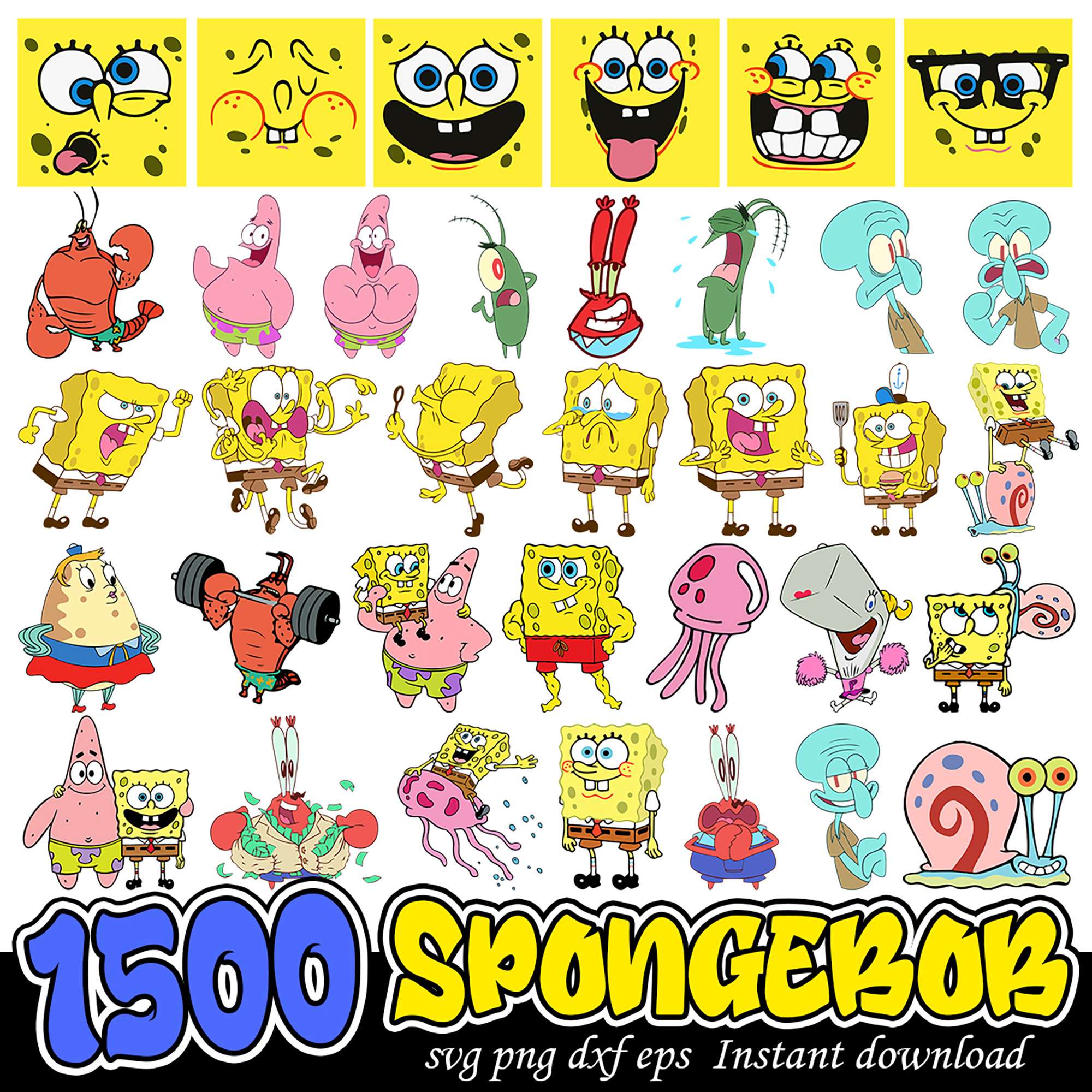 1500 Cartoon SpongeBob Bundle SVG PNG DXF EPS Download – svgpan
