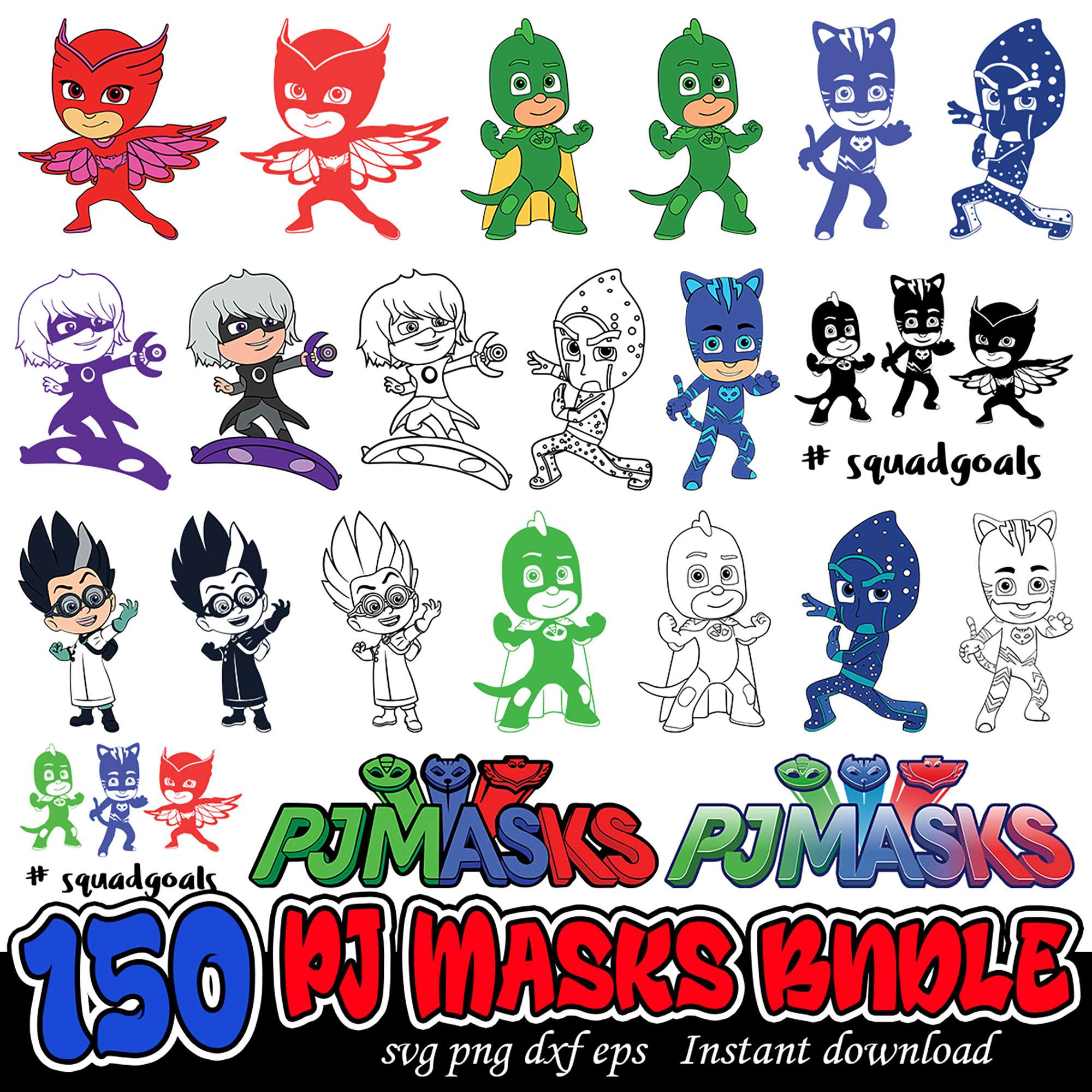 150 PJ Masks SVG Bundle with Instant Download Options – svgpan