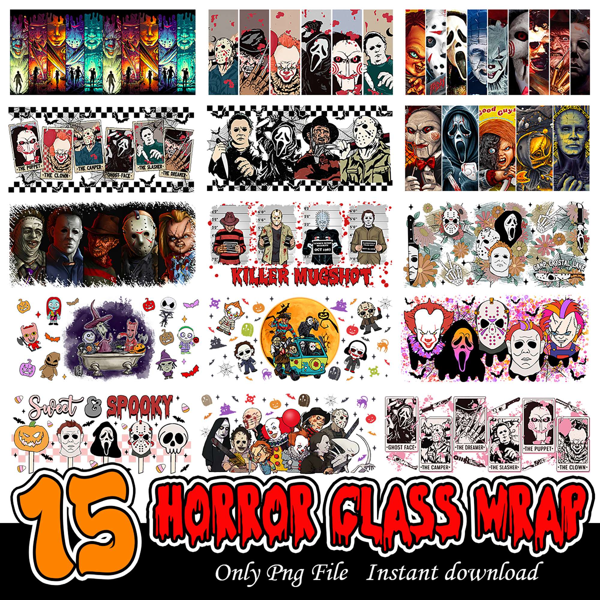 15 Horror Class Wrap Bundle Instant Download PNG Files – svgpan