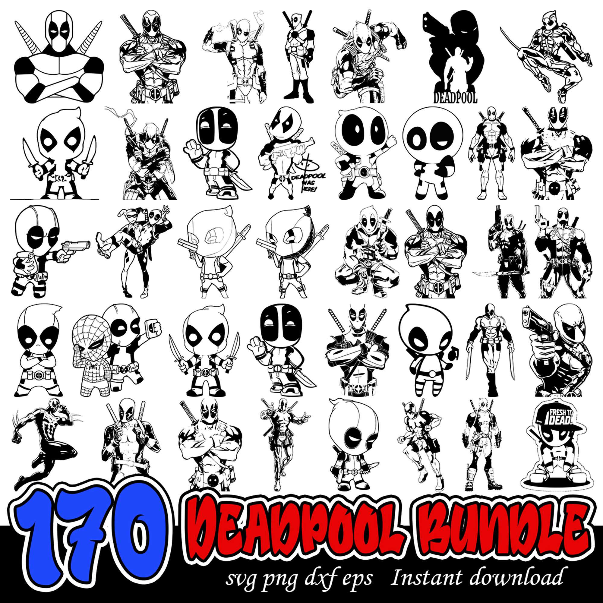 170 Deadpool SVG Bundle for Instant Download in Multiple Formats – svgpan
