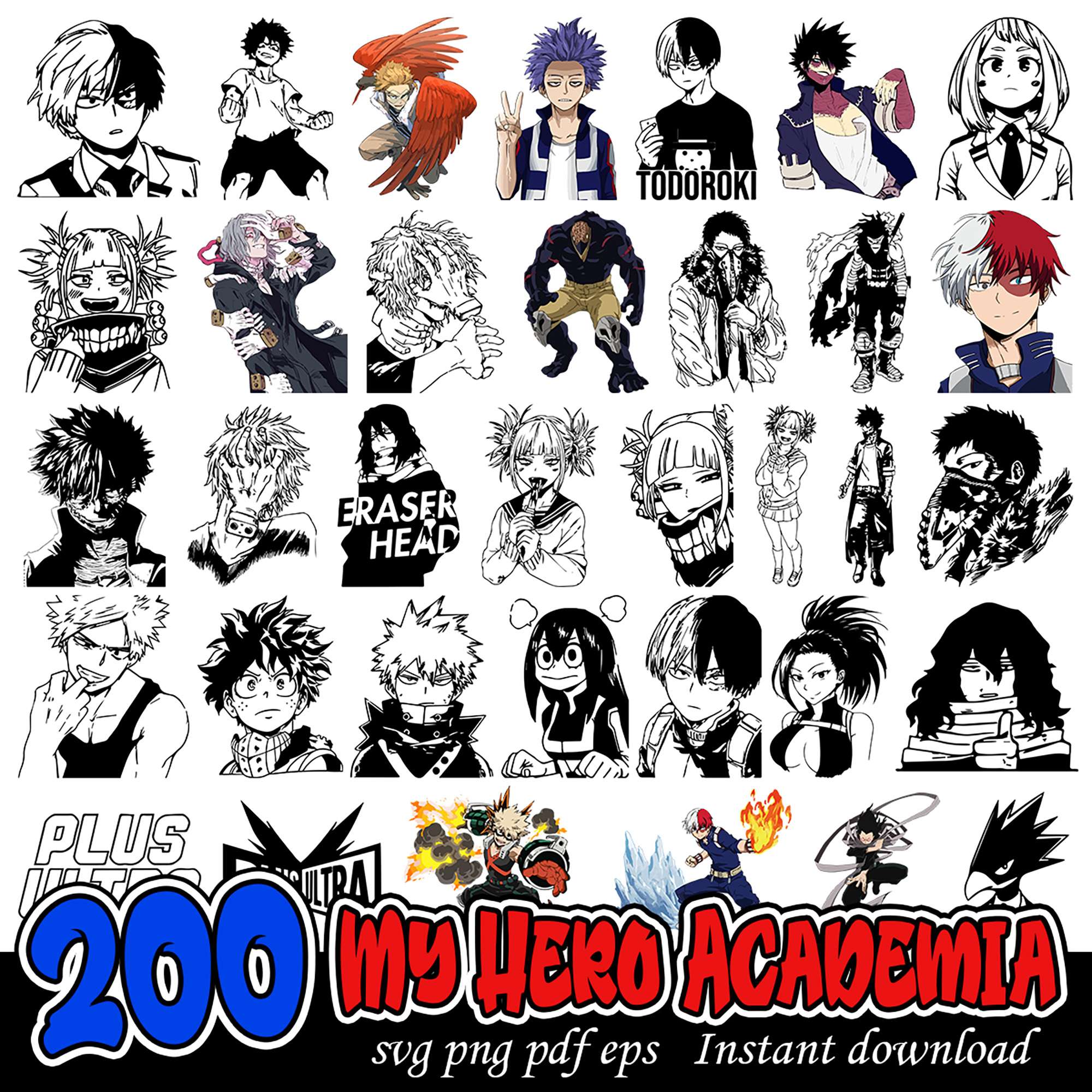 200 My Hero Academia SVG Bundle for Instant Download Artwork – svgpan