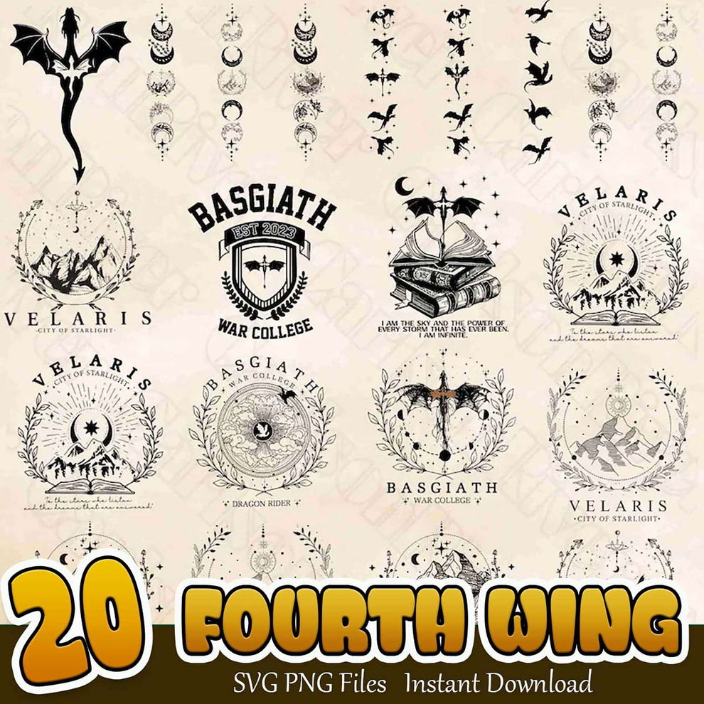 20 Fourth Wing SVG PNG Bundle Instant Download – svgpan