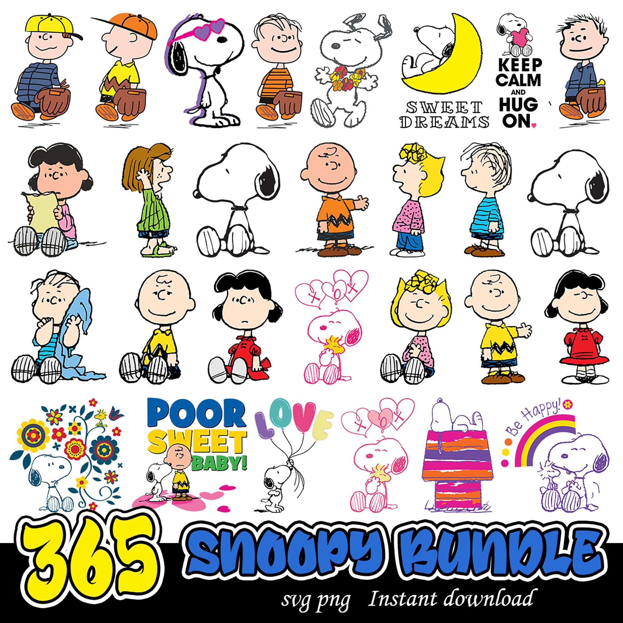 365 Snoopy Bundle SVG PNG Instant Download for Crafts – svgpan