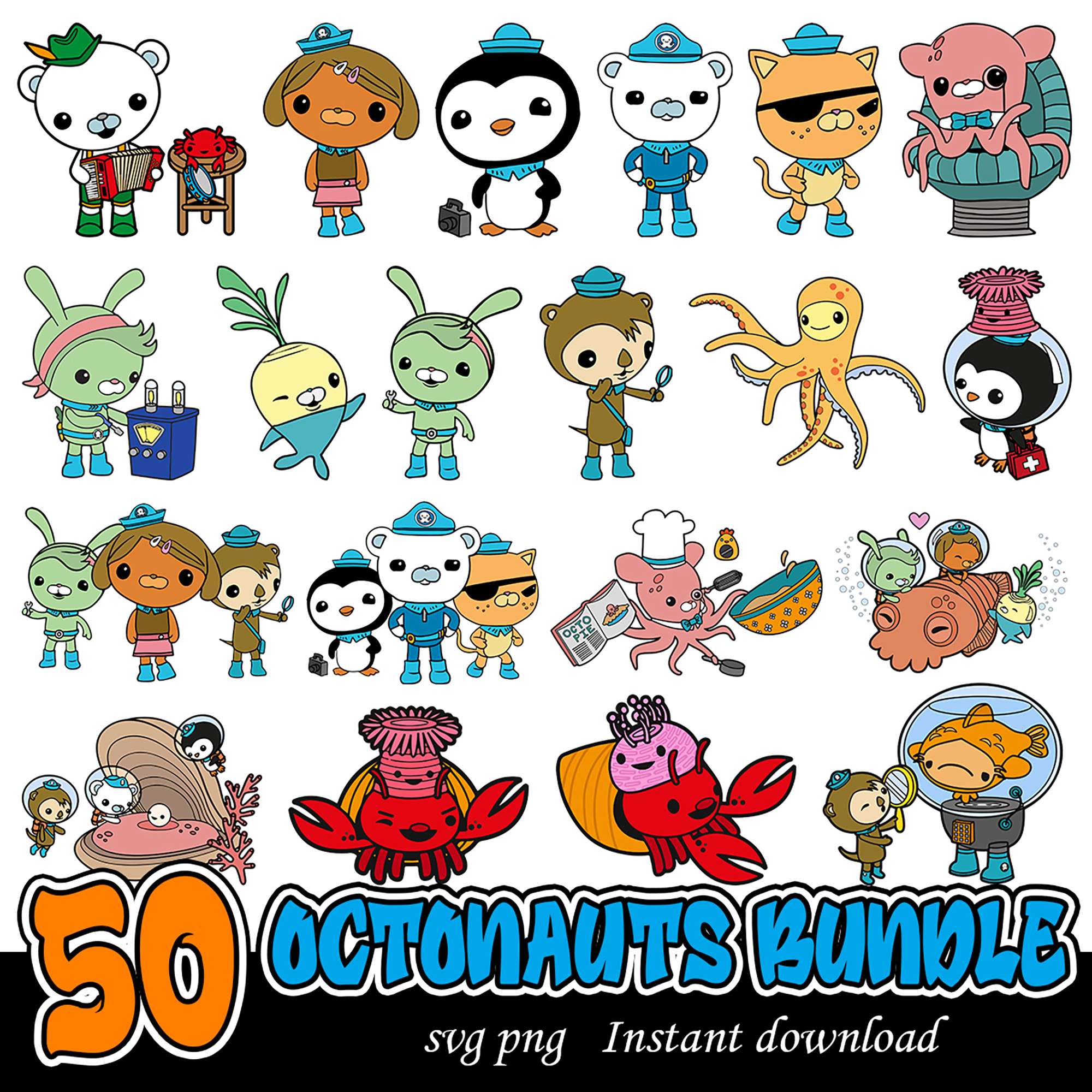 50 Octonauts Bundle SVG PNG Designs for Instant Download – svgpan