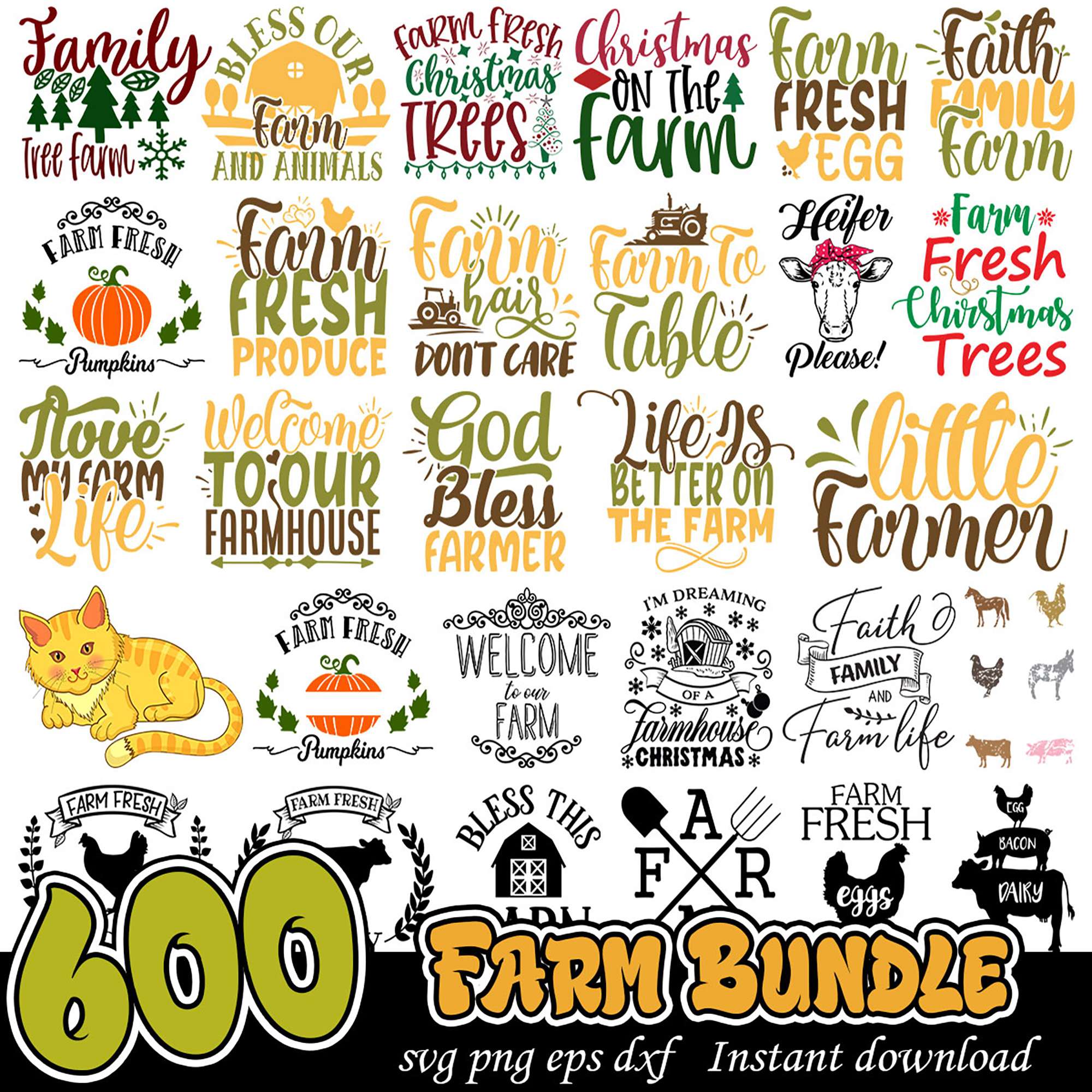 600 Farm SVG Bundle Instant Download – svgpan