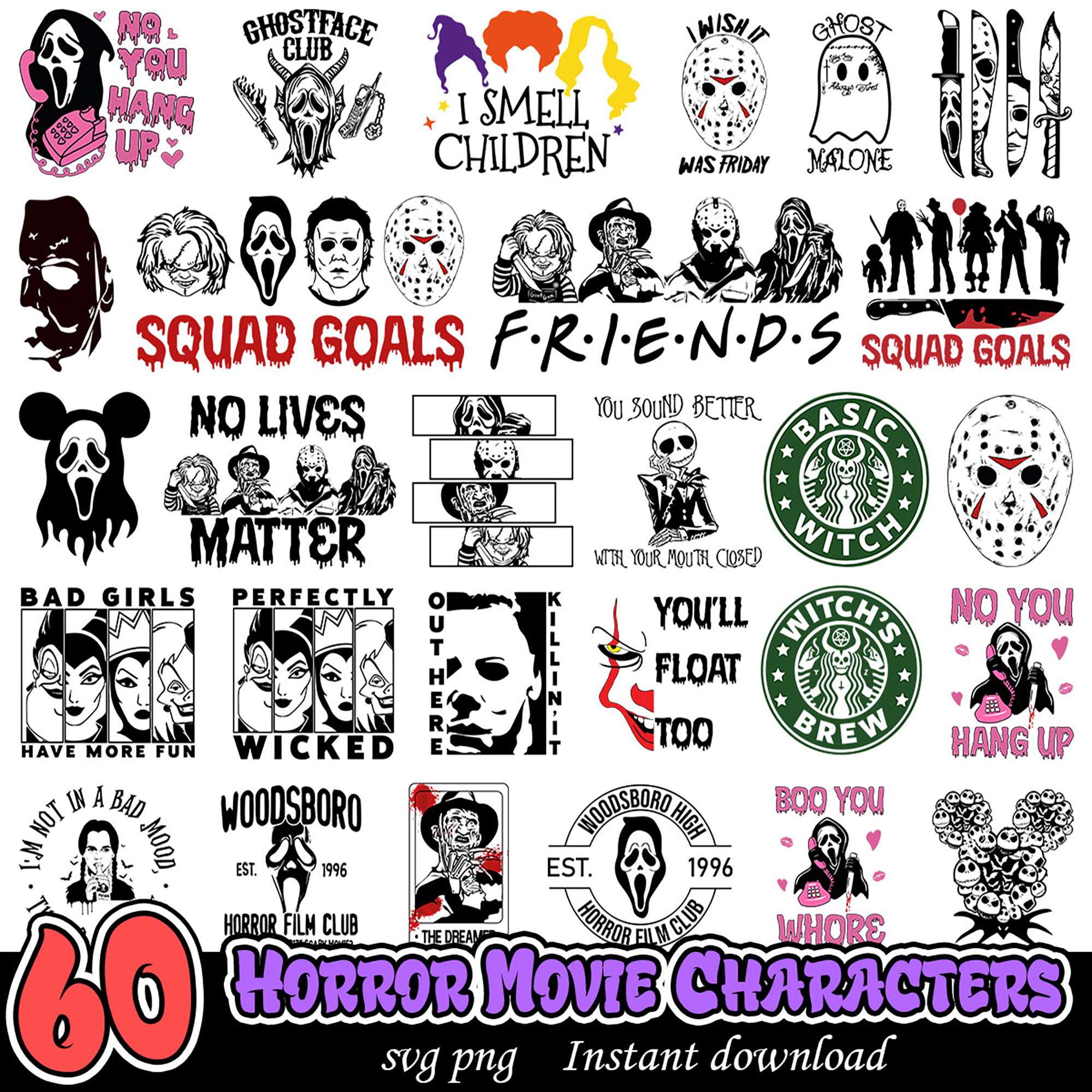 60 Horror Movie SVG Bundle Instant Download – svgpan