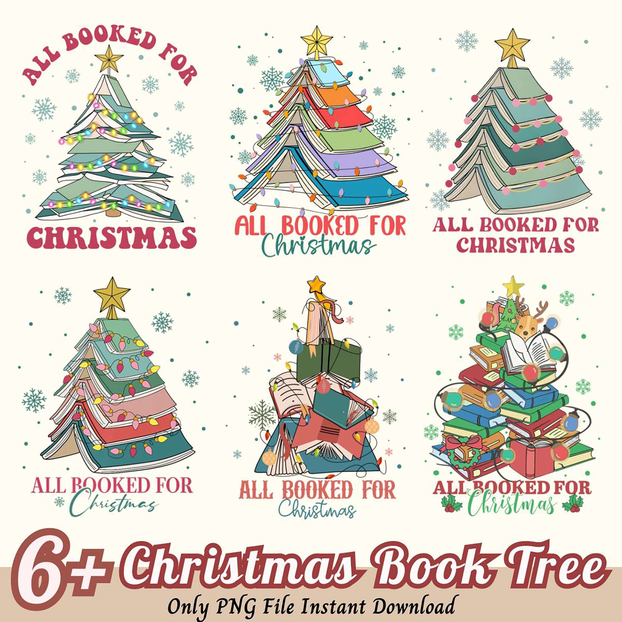 6 Christmas Book Tree PNG Designs – svgpan