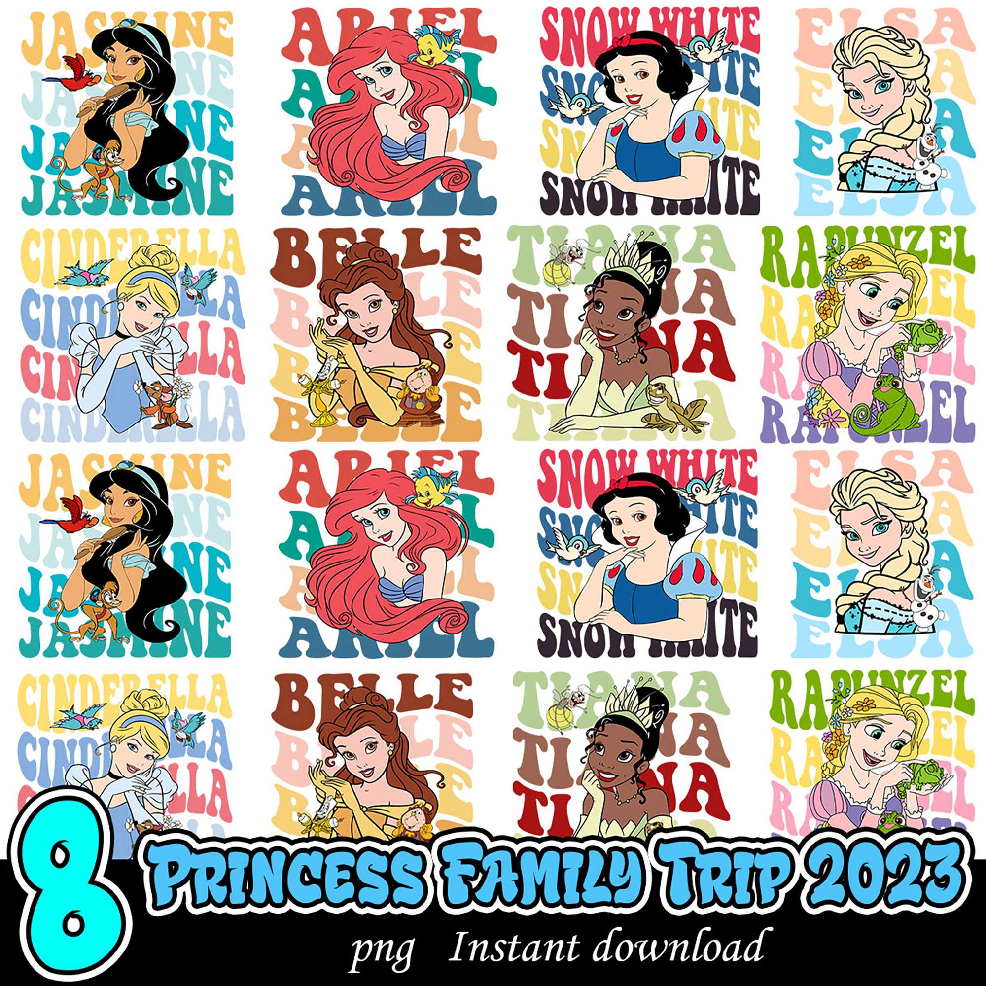 8 Princess Family Trip 2023 PNG – svgpan