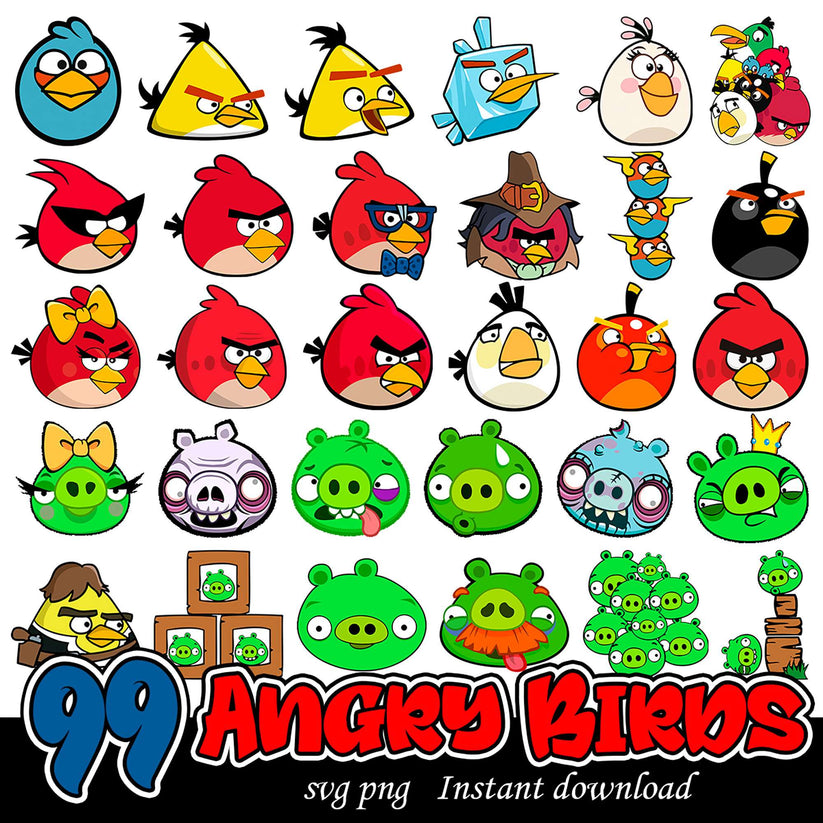 99 Angry Birds SVG PNG Bundle Instant Download Graphics – svgpan