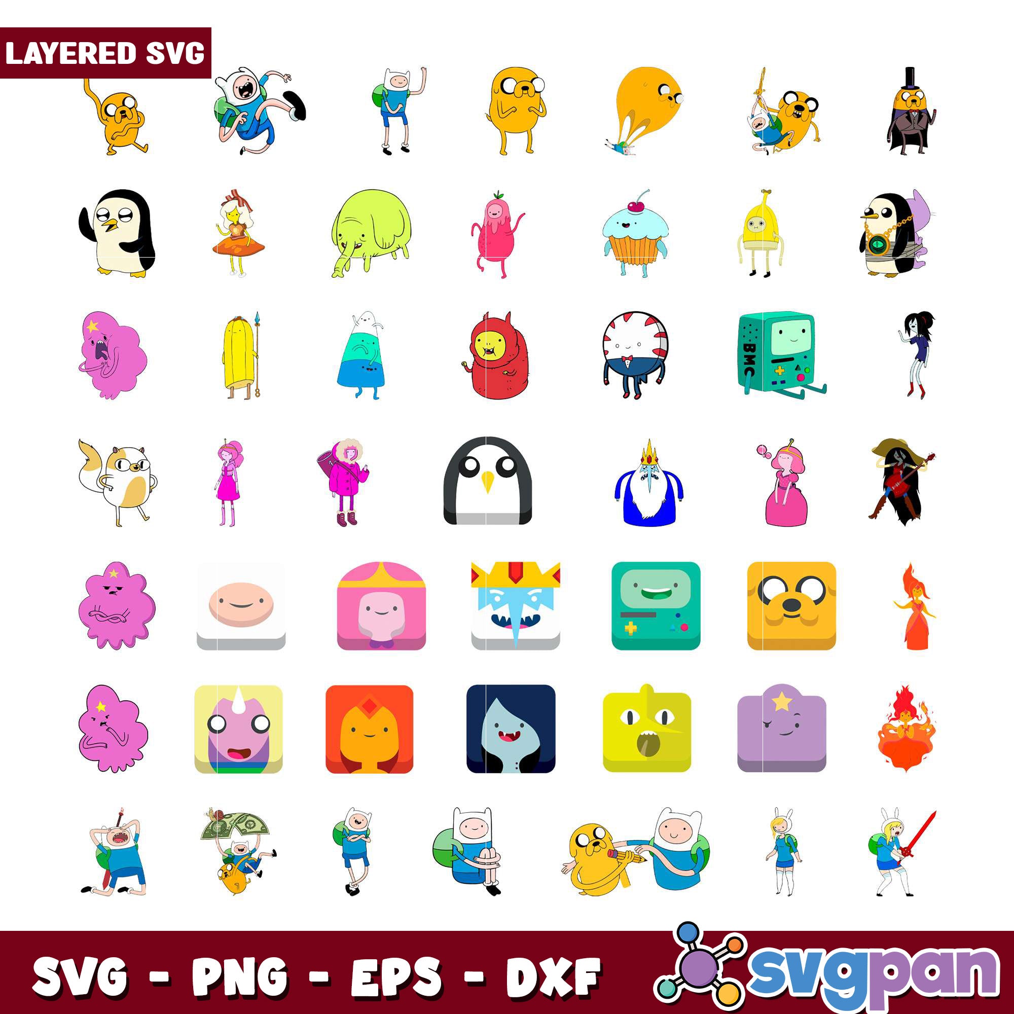 Adventure Time SVG Bundle Layered PNG EPS DXF – svgpan