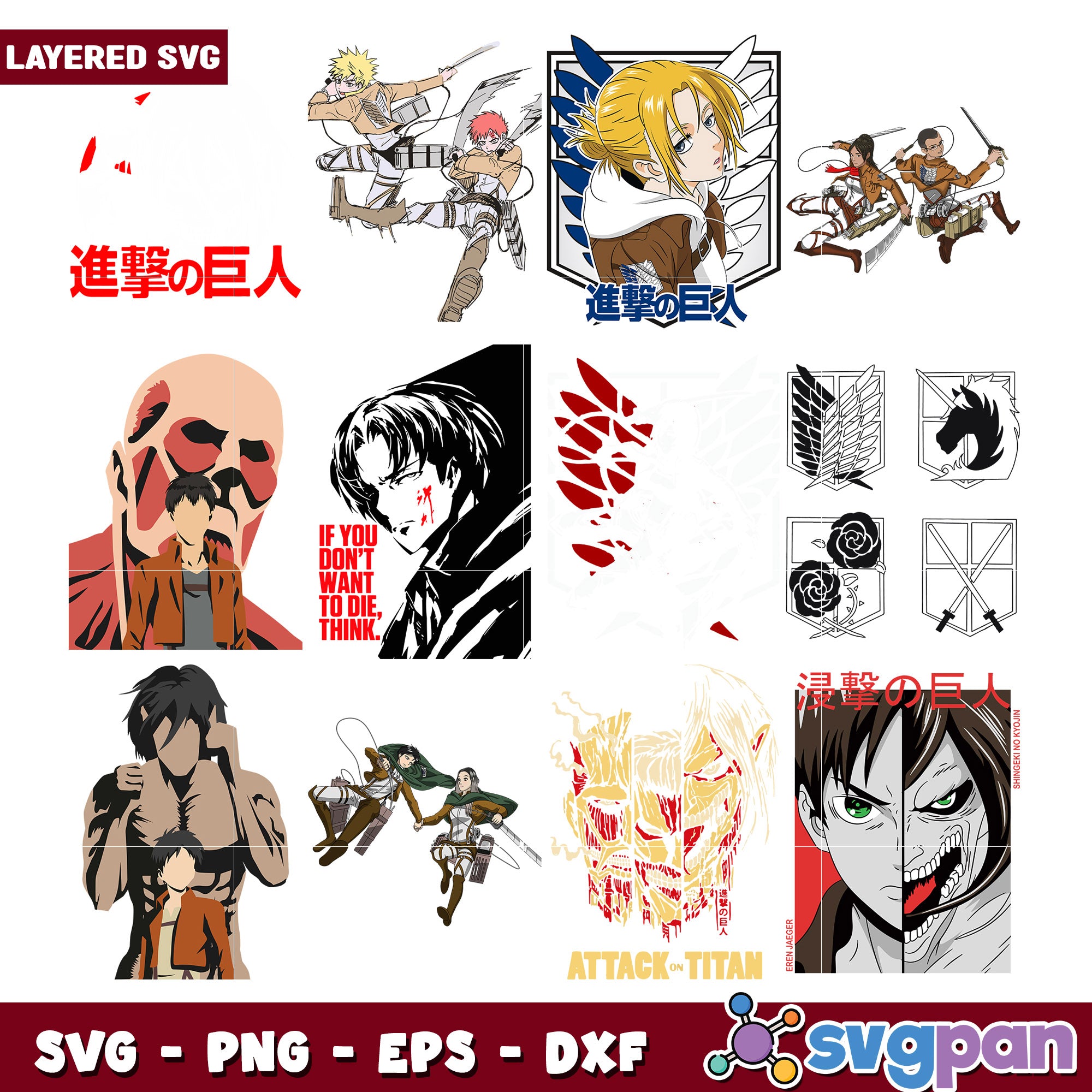 Attack on Titan SVG Bundle Layered Designs Set – svgpan