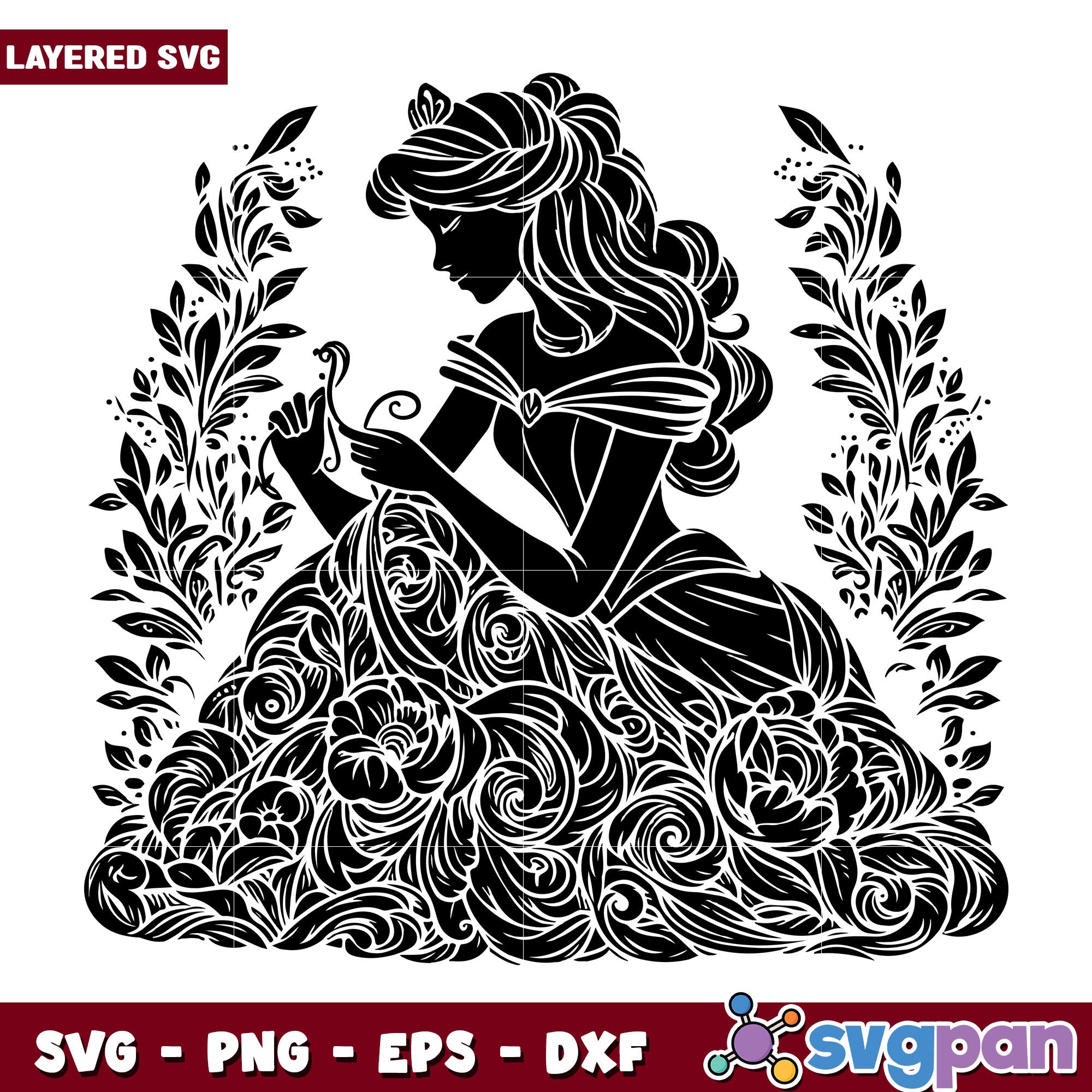 Aurora Silhouette SVG Floral Dress – svgpan