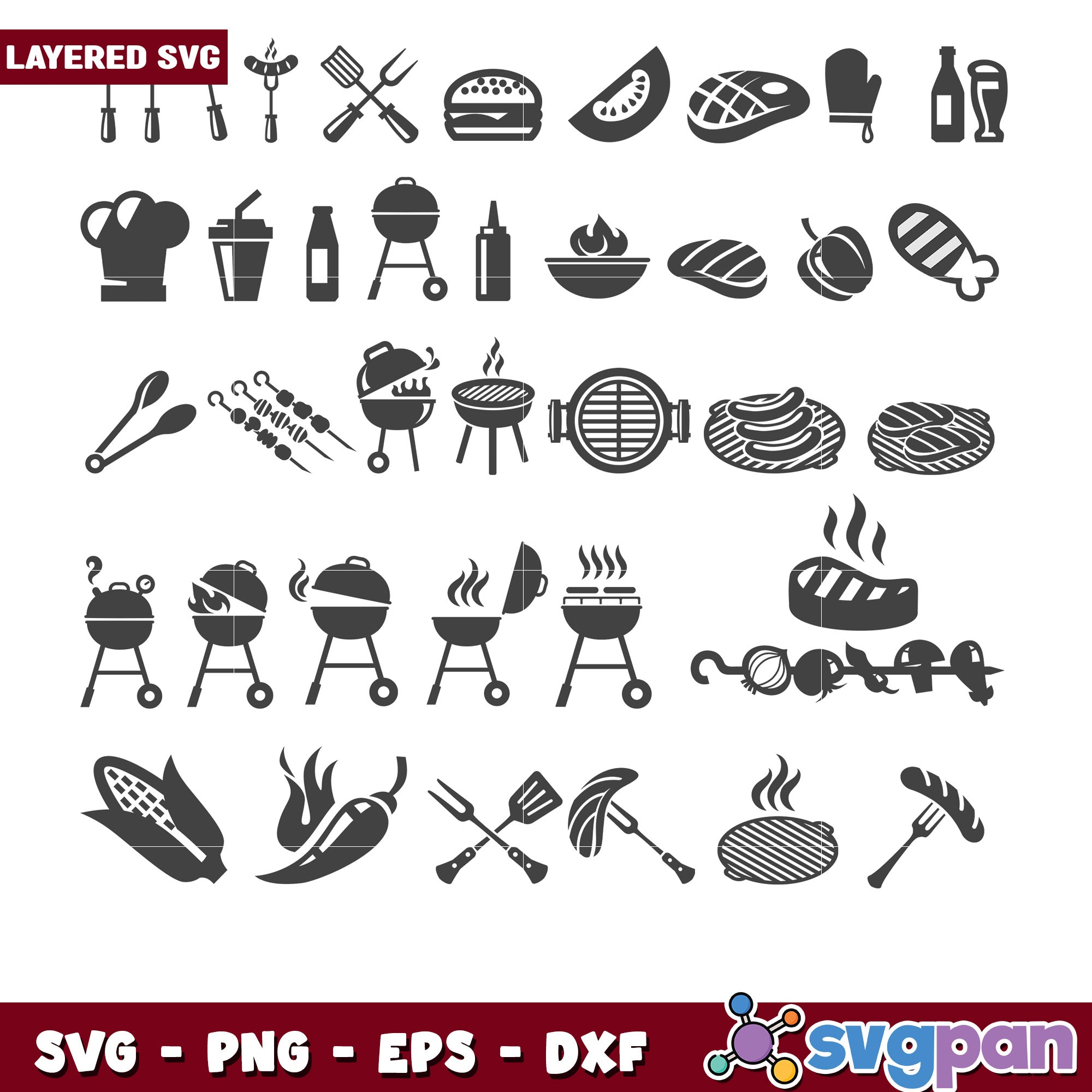 BBQ Grill SVG Bundle 30 Layered Icons – svgpan