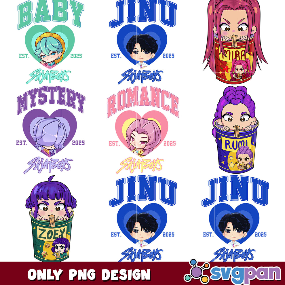Baby kpop demon hunter png bundle, huntrix kpop png, baby saja png – svgpan