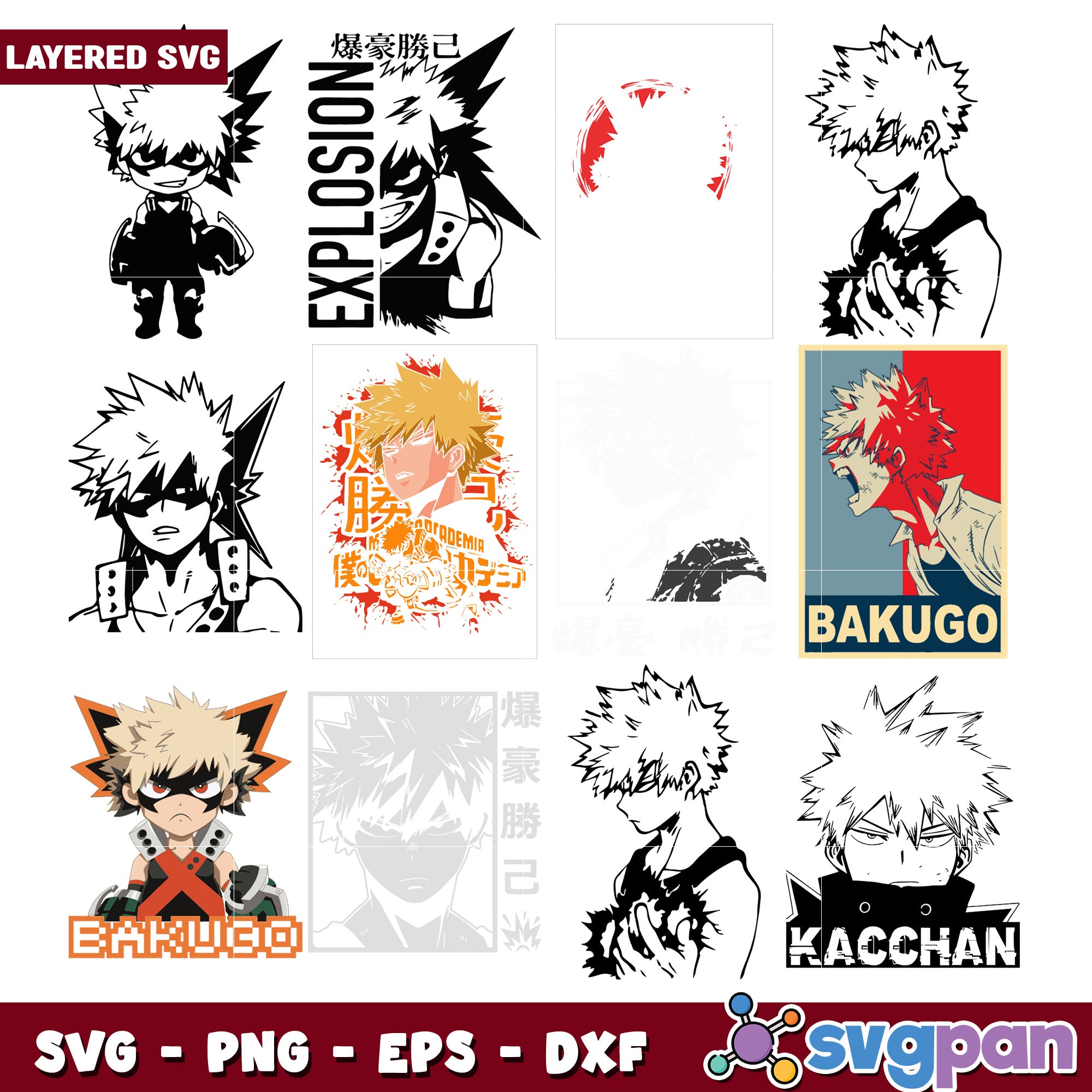 Bakugo SVG Bundle Layered Designs – svgpan