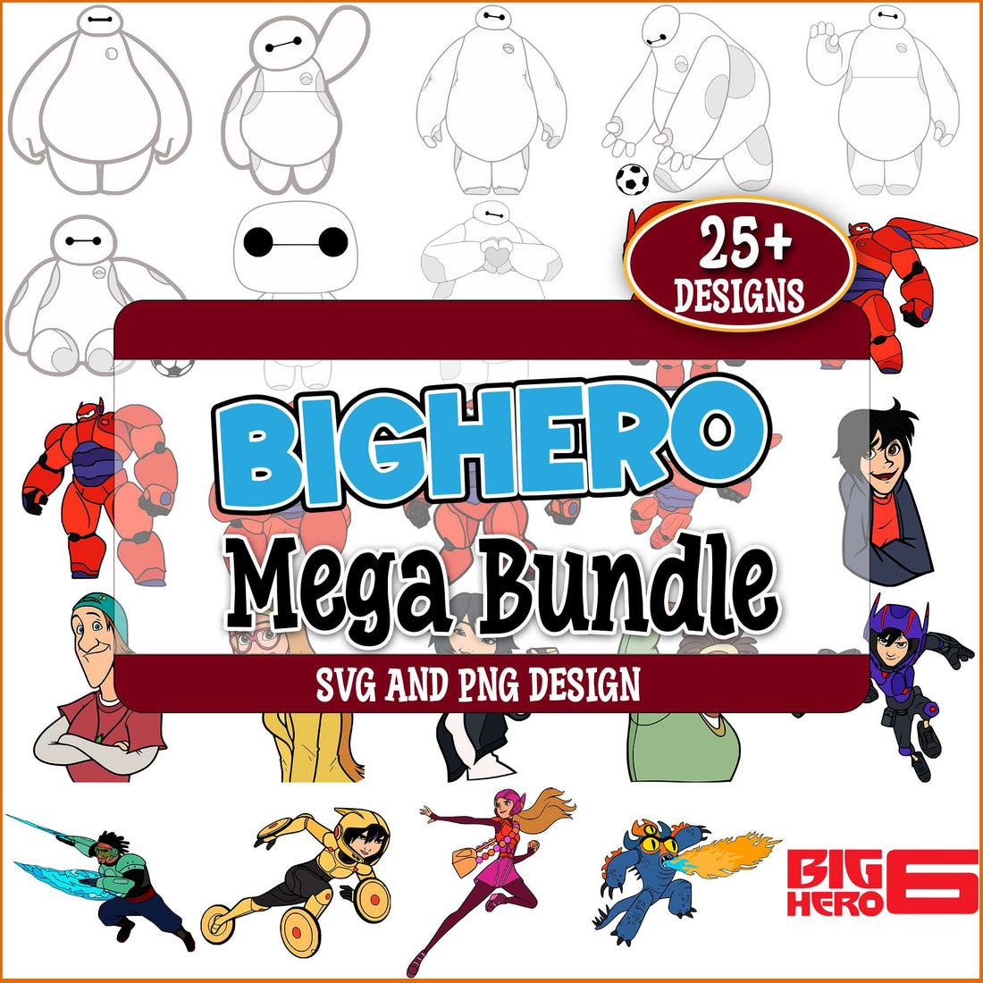 Big hero 6 svg bundle, big hero 6 characters svg, big hero 6 cast svg ...