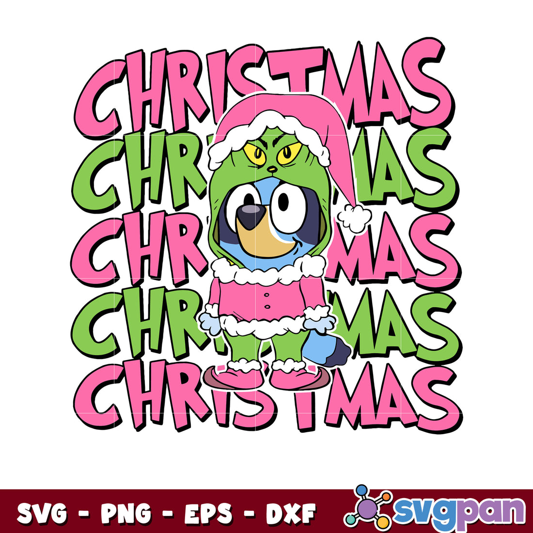 Bluey christmas grinch vibe svg, pink bluey svg, christmas svg – svgpan