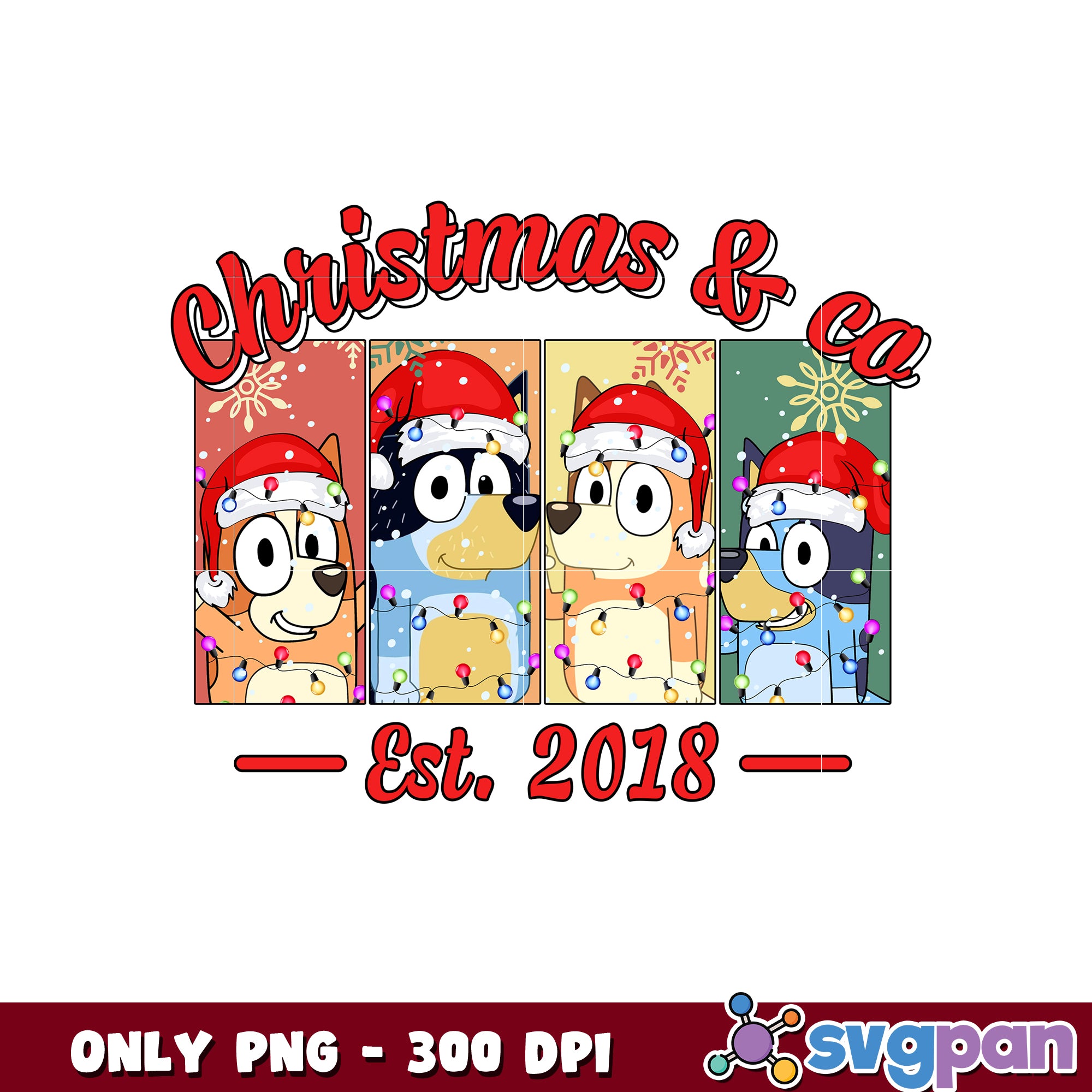 Bluey christmas hat and co est 2018 png, family bluey png – svgpan