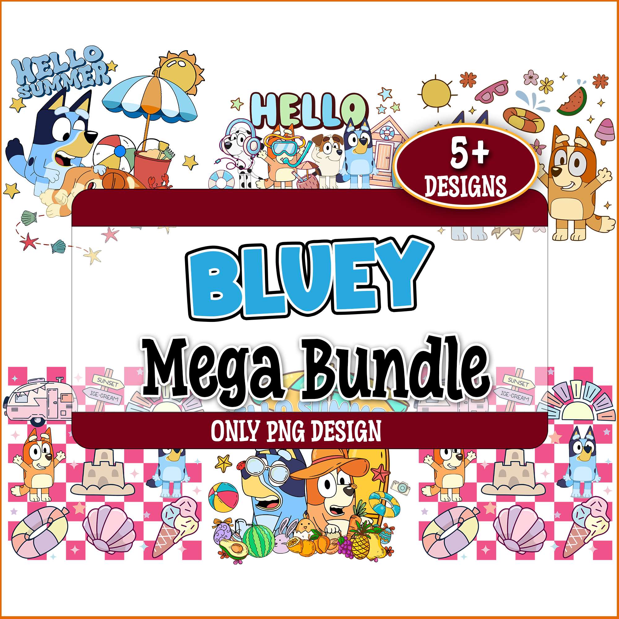 Bluey hello summer png bundle, bluey png, bluey episodes png – svgpan