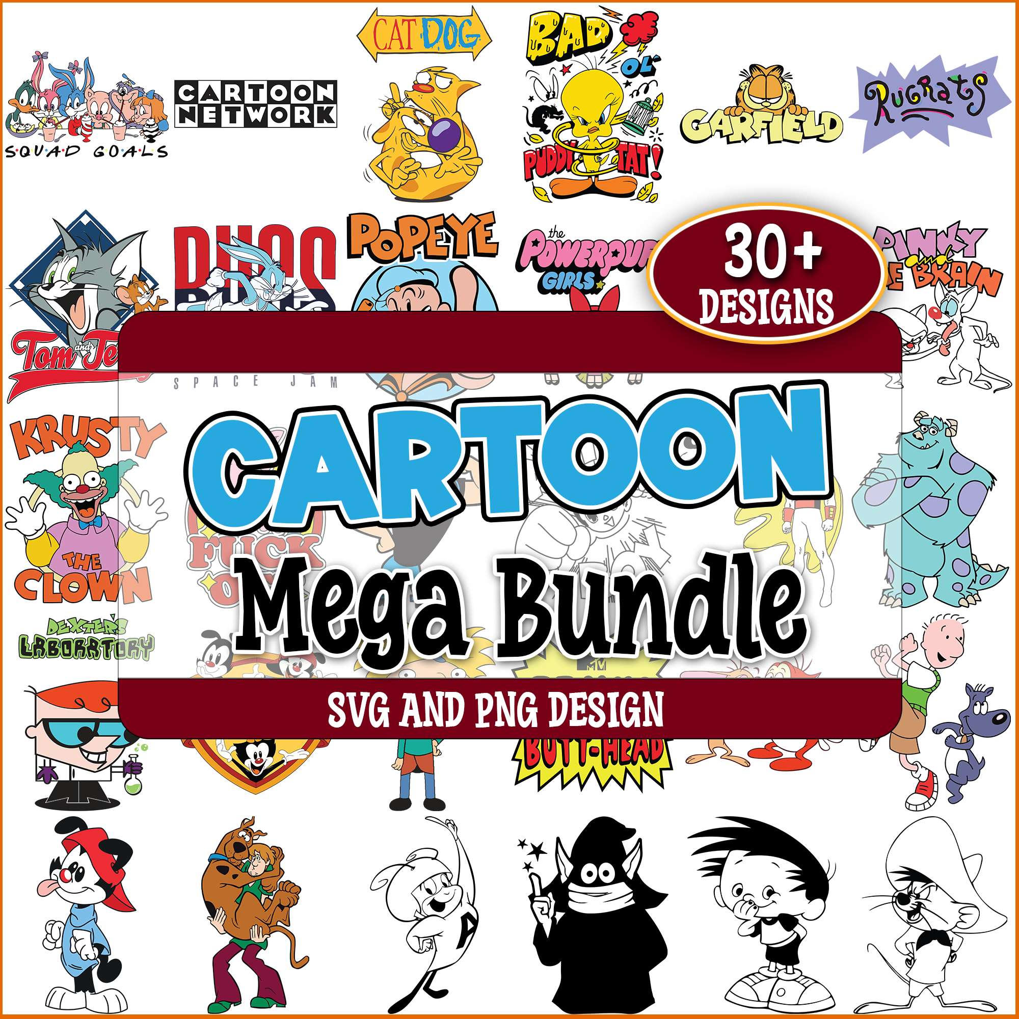 Cartoons vintage design svg bundle, cartoon network svg, cartoons svg ...