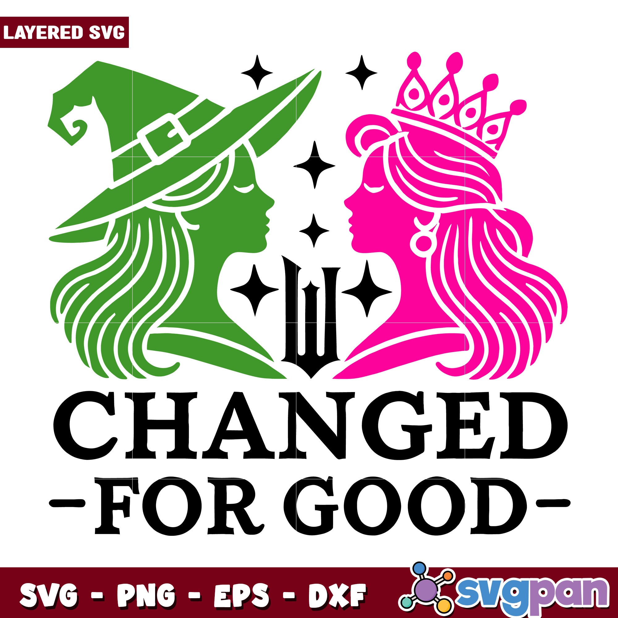 Changed for good creative design svg, wicked movie svg, elphaba silhou ...