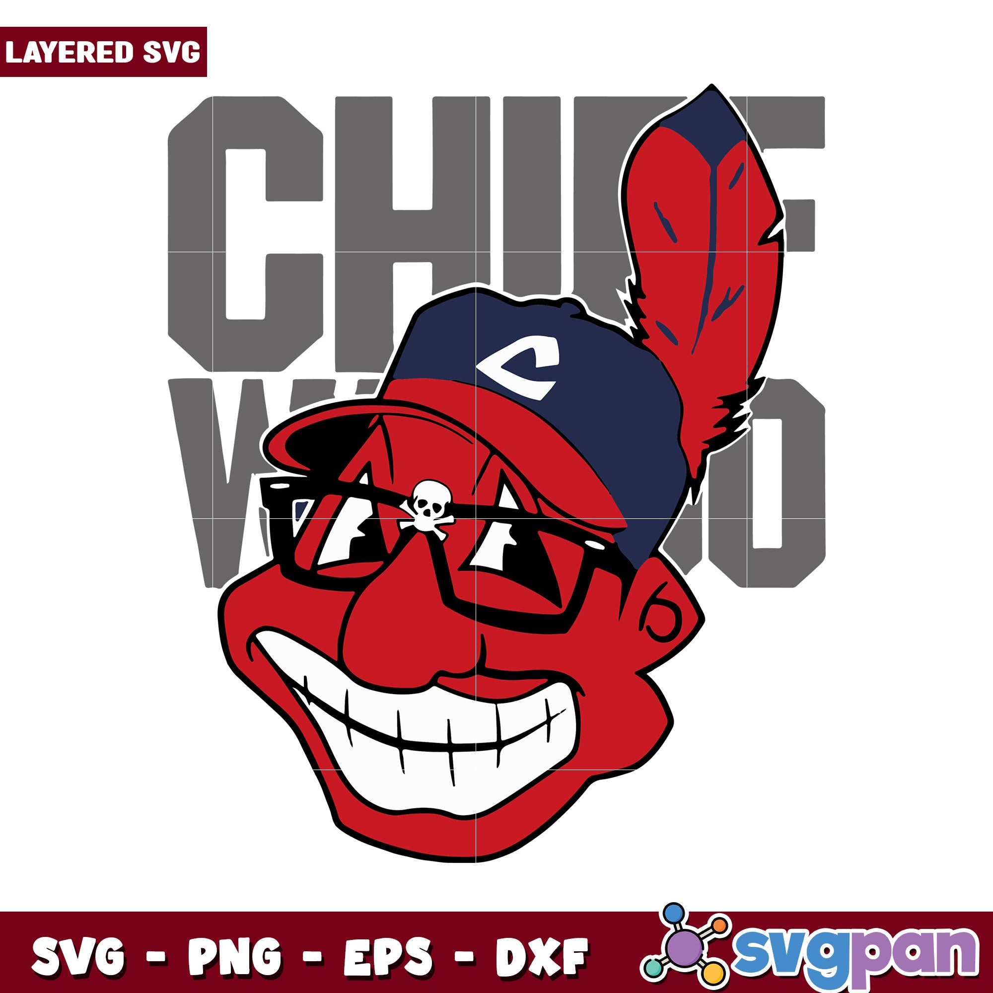 Chief Wahoo SVG design for crafts, perfect for DIY projects and appare ...