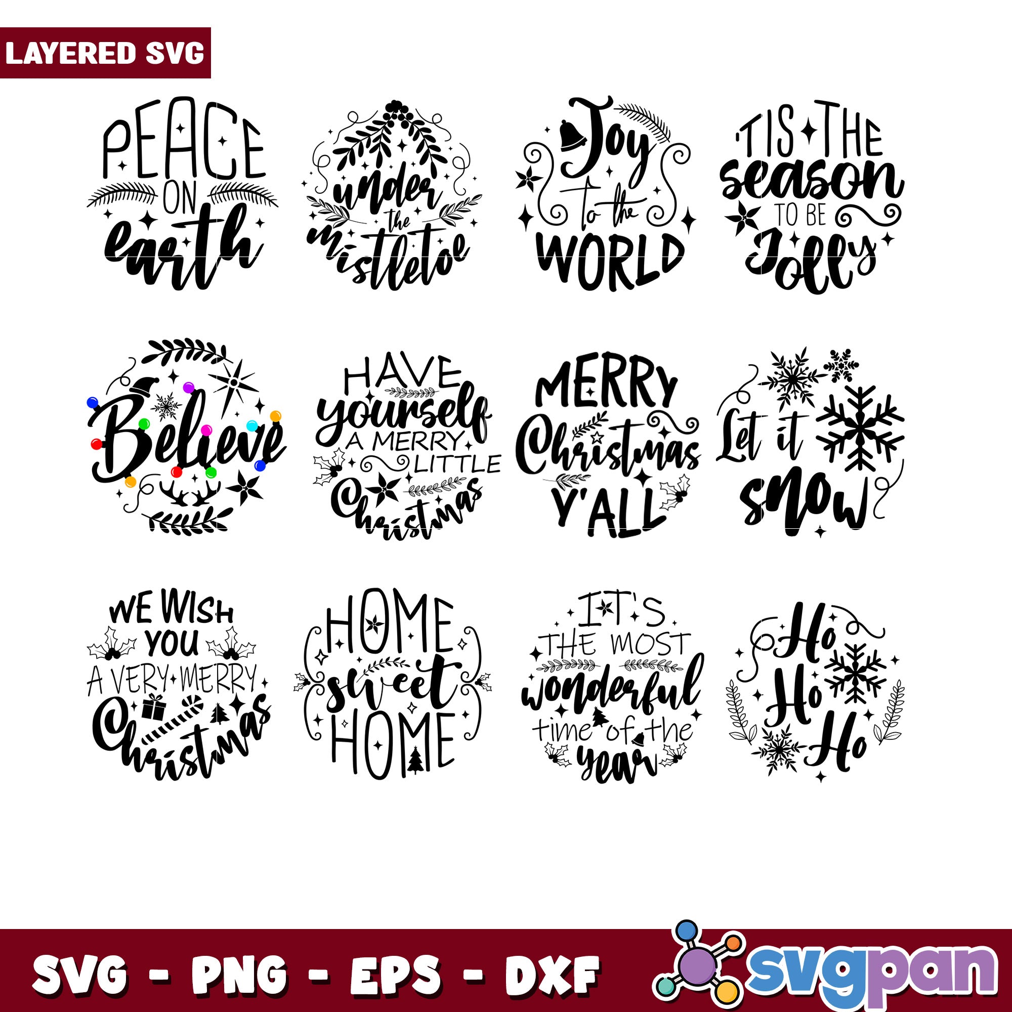 Christmas SVG Bundle 12 Layered Designs – svgpan