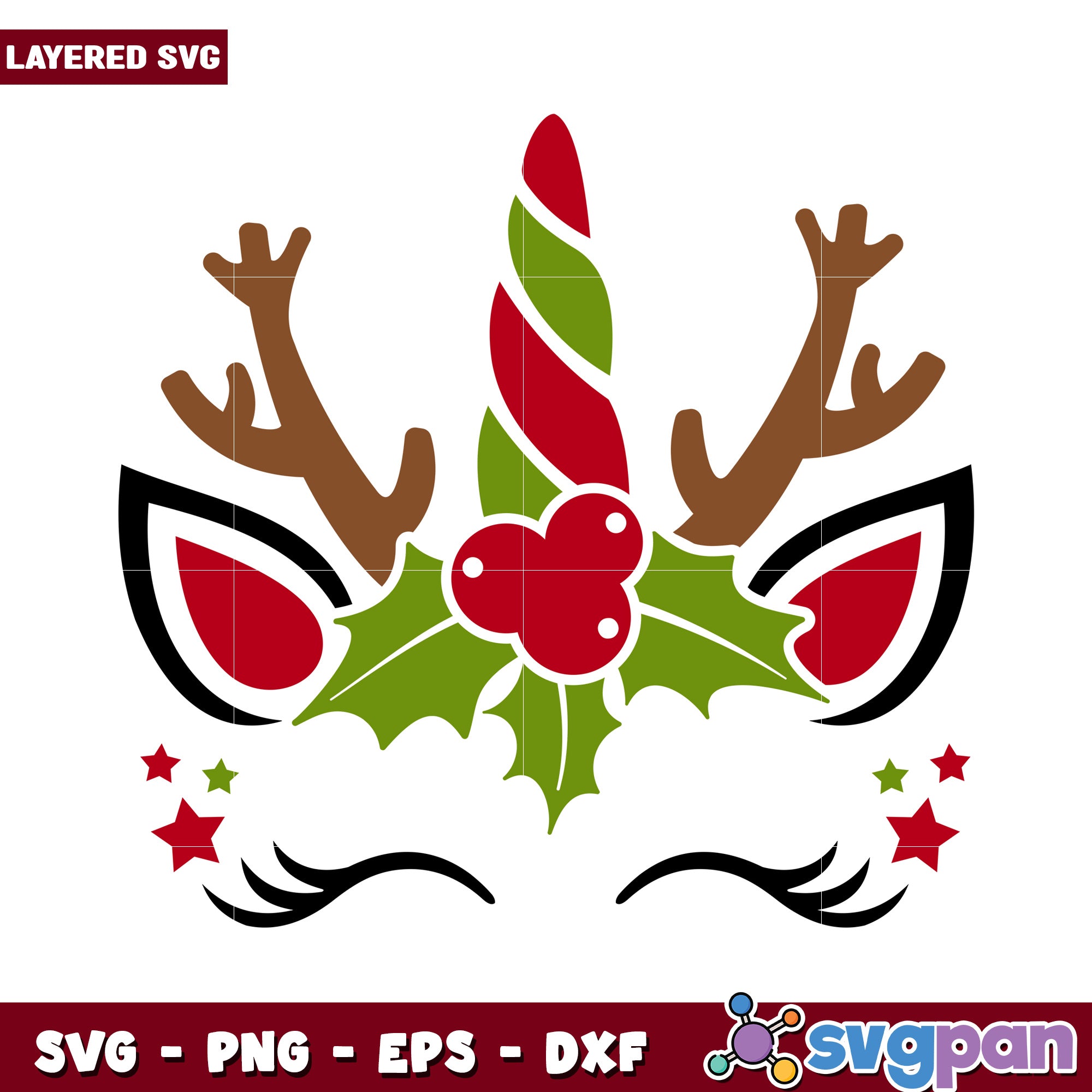Christmas Unicorn Horn SVG Design, festive holiday decoration idea – svgpan
