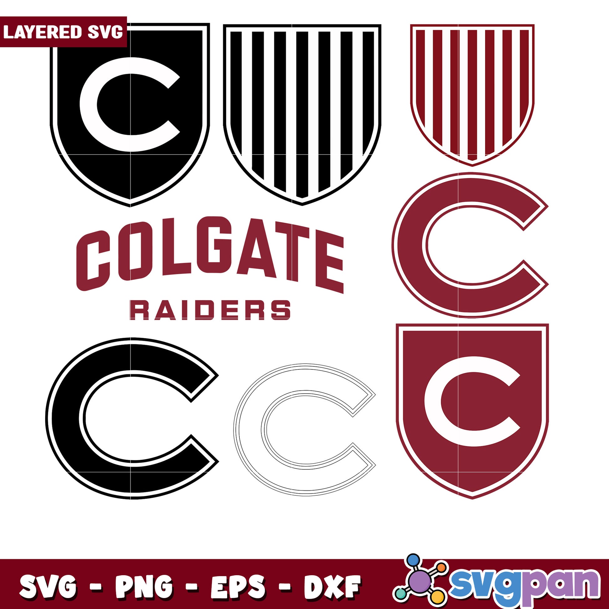 Colgate Raiders SVG Bundle Layered Designs Download – svgpan