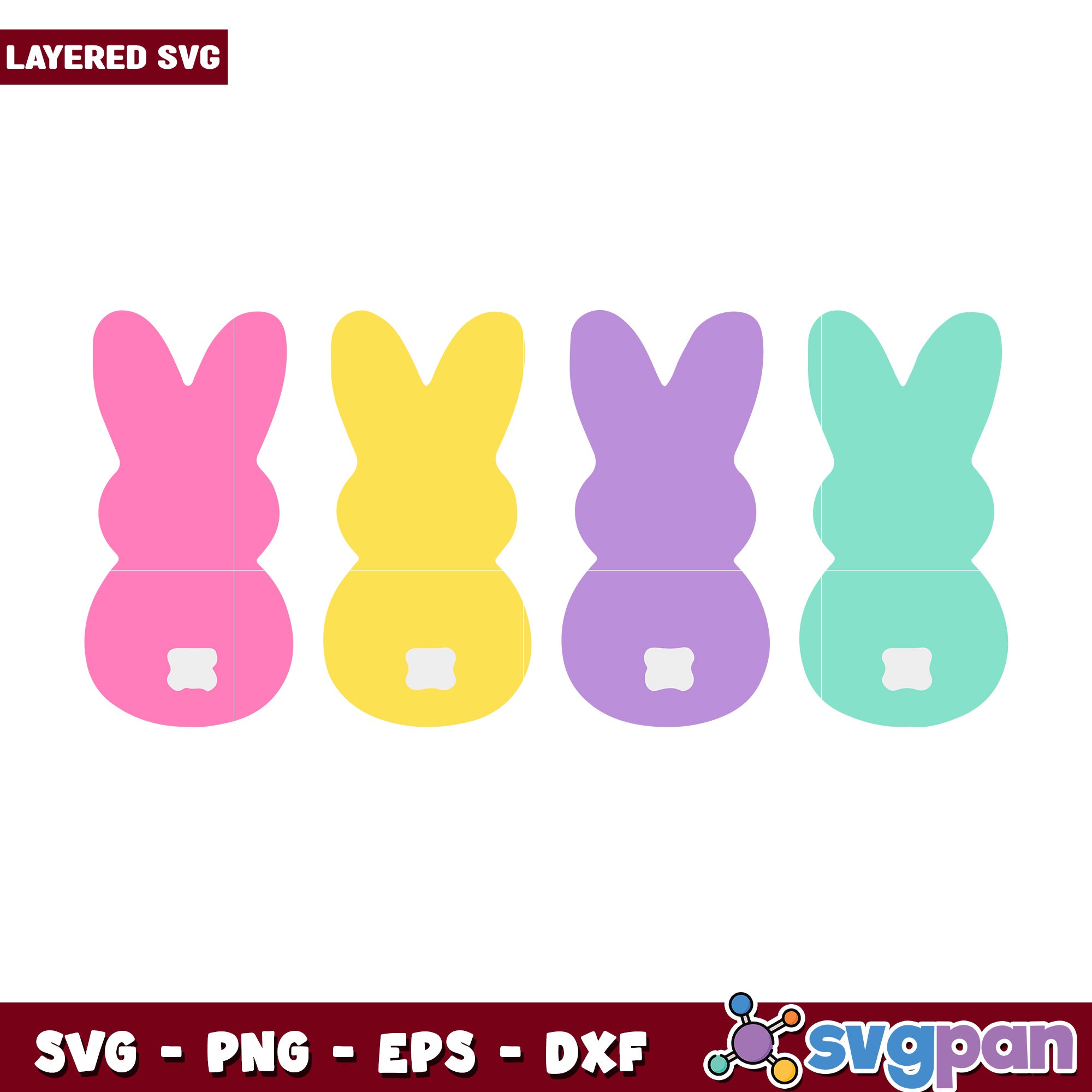 Colorful Bunny SVG Cut File for Easter Crafts and Decor – svgpan