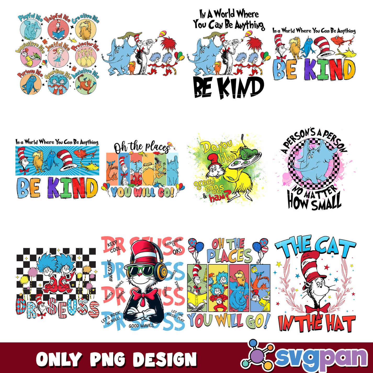 Colorful Dr Seuss Inspired PNG Bundle for Creative Projects – svgpan
