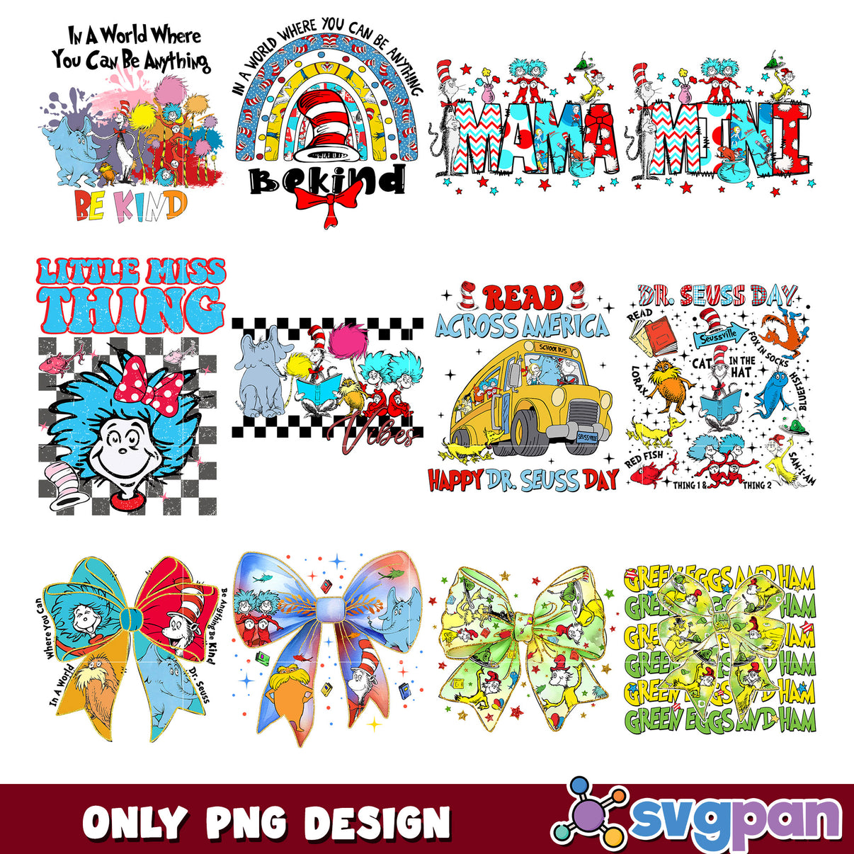 Colorful Dr Seuss PNG Bundle for Kids Activities – svgpan