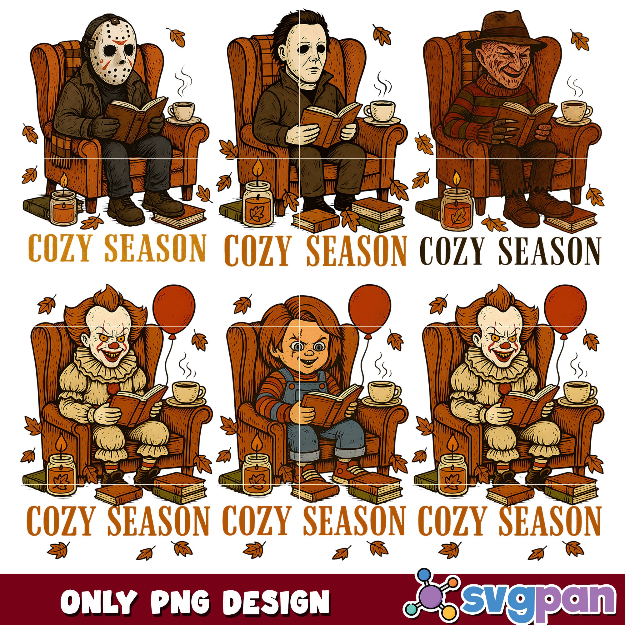 Cozy season killers png bundle, horror killers png, halloween movies p ...